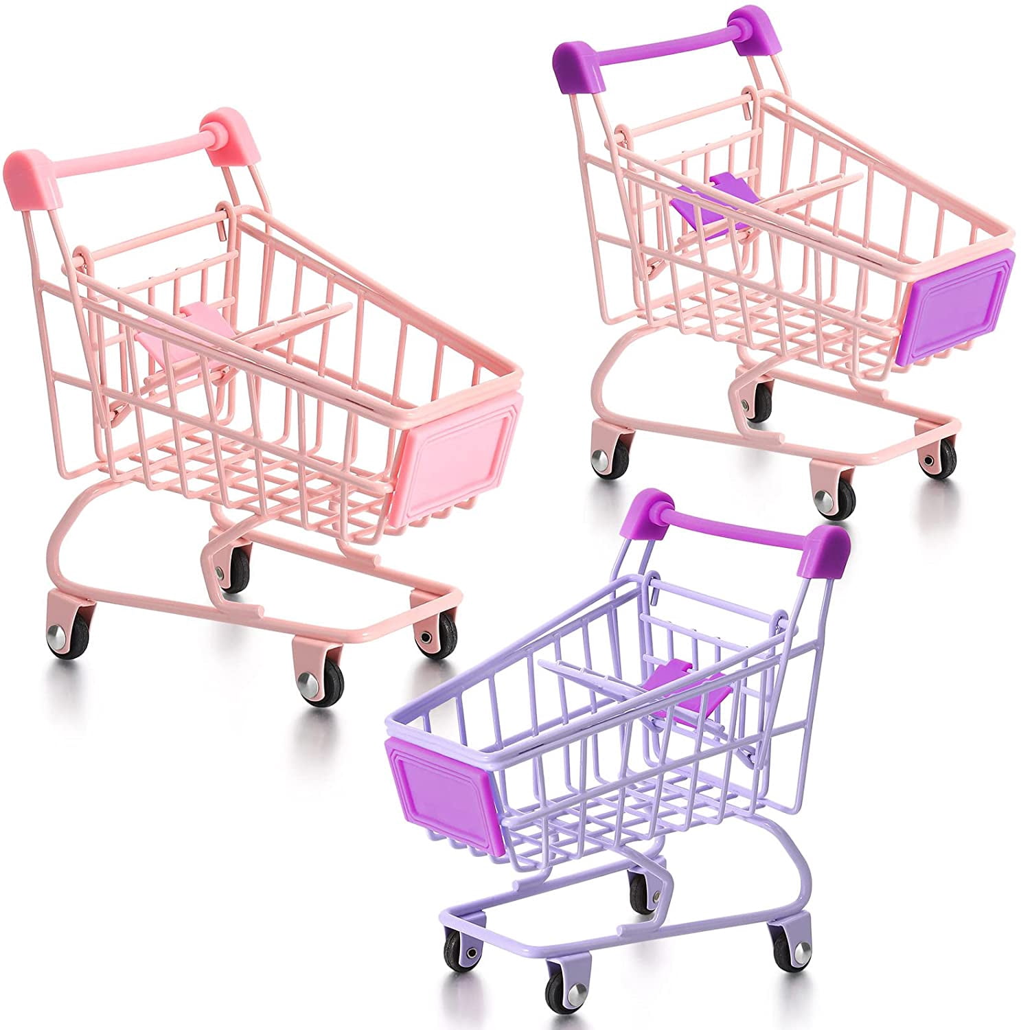 XD-3 Pieces Mini Shopping Cart Small Supermarket Cart Handcart Shopping ...