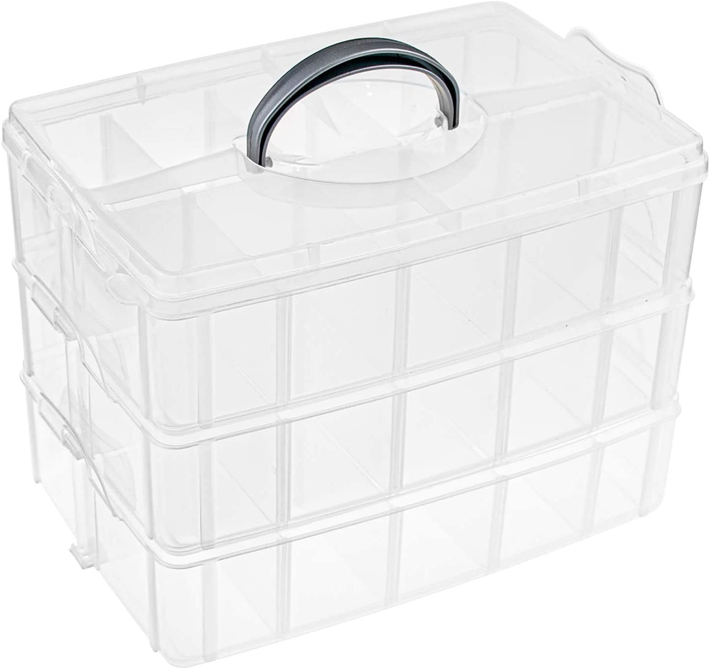XD-3-Tier Stackable Storage Box Organizer with 30 Adjustable ...