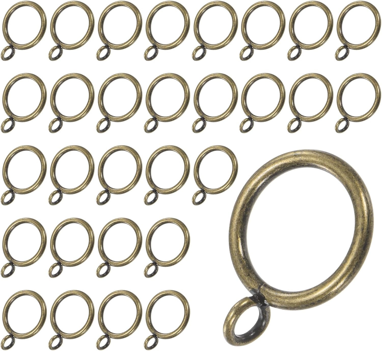 XD-30-Pack Gold Curtain Rings with Eyelet, Rustproof Metal Rings for ...