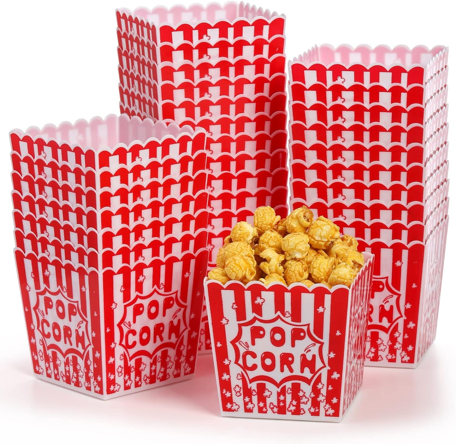 XD-30 Pack Reusable Movie Night Popcorn Boxes for Party, Plastic Open ...