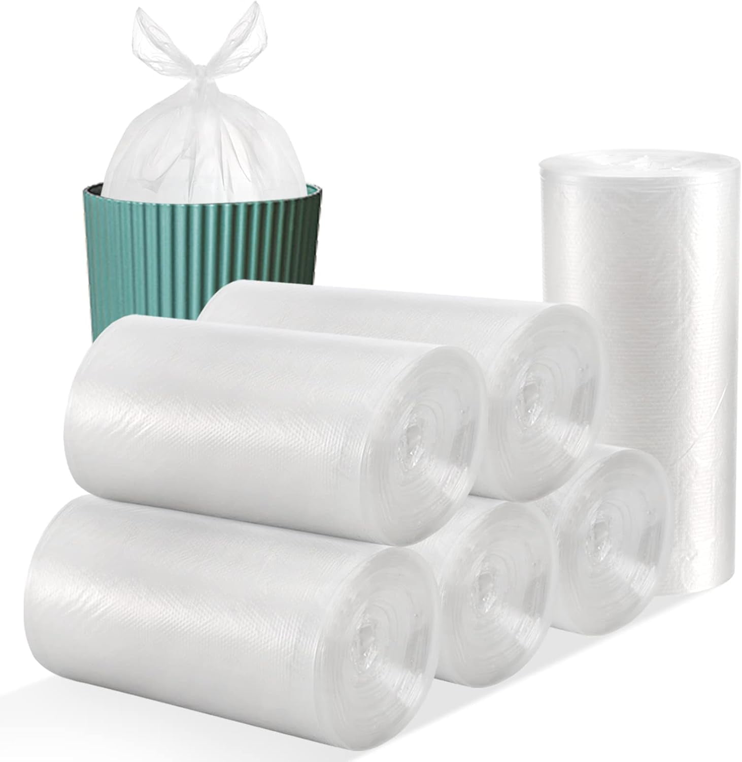 XD-300 Counts 8 Gallon Clear Small Garbage Bags Trash Bags, Wastebasket ...