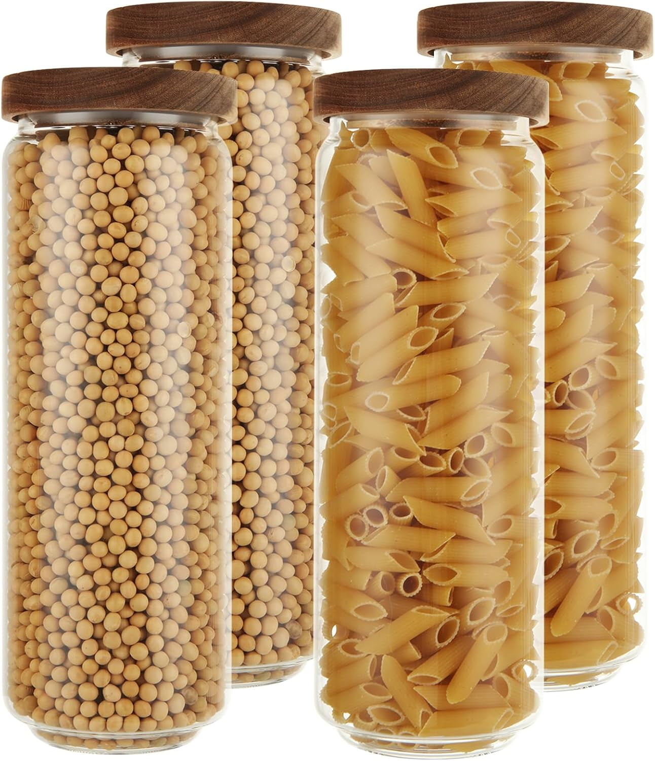 XD-4 Pack Glass Jar with Airtight Bamboo Lids, 44oz(1250ml) Glass ...