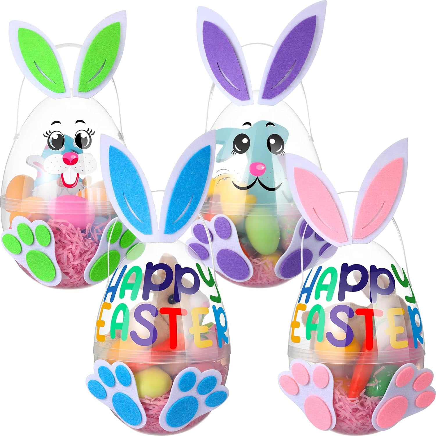 XD-4 Set Easter Jumbo Plastic Eggs with Easter Bunny Accessories 8 ...