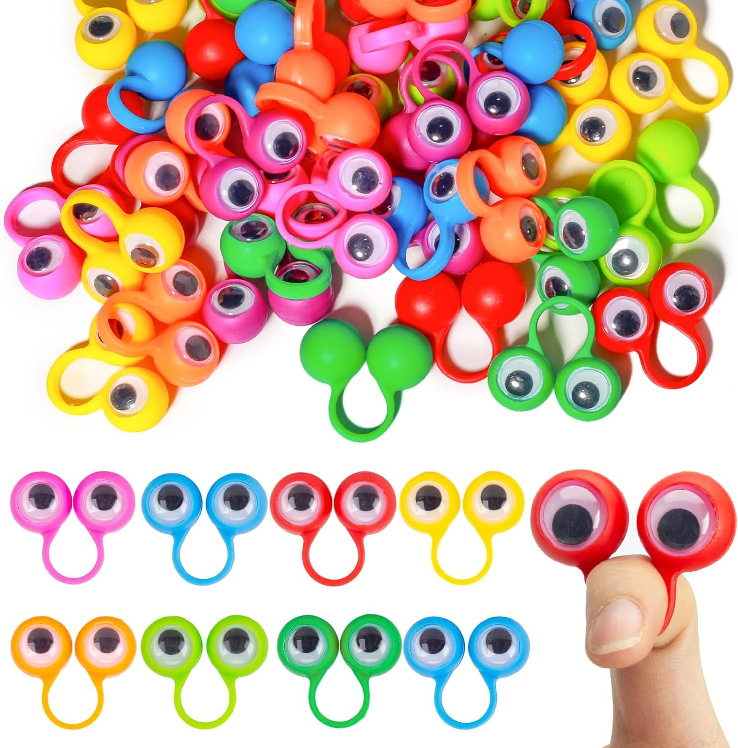 XD-48PCS Eyeball Rings, Finger Puppet Eyes Monster, Wiggly Rings for ...