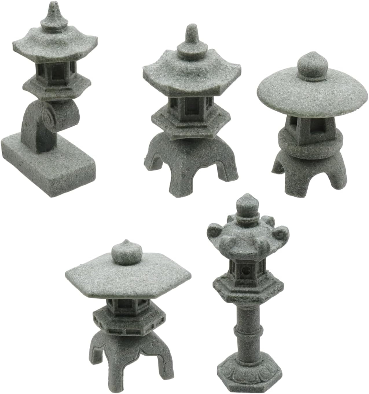 XD-4Pcs 2" to 4.68" Miniature Figurines Stone Pagoda Lantern Garden ...