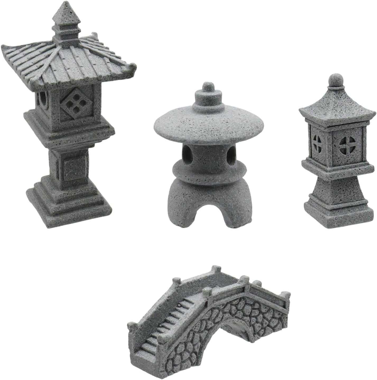 XD-4Pcs 2" to 4.68" Miniature Figurines Stone Pagoda Lantern Garden ...