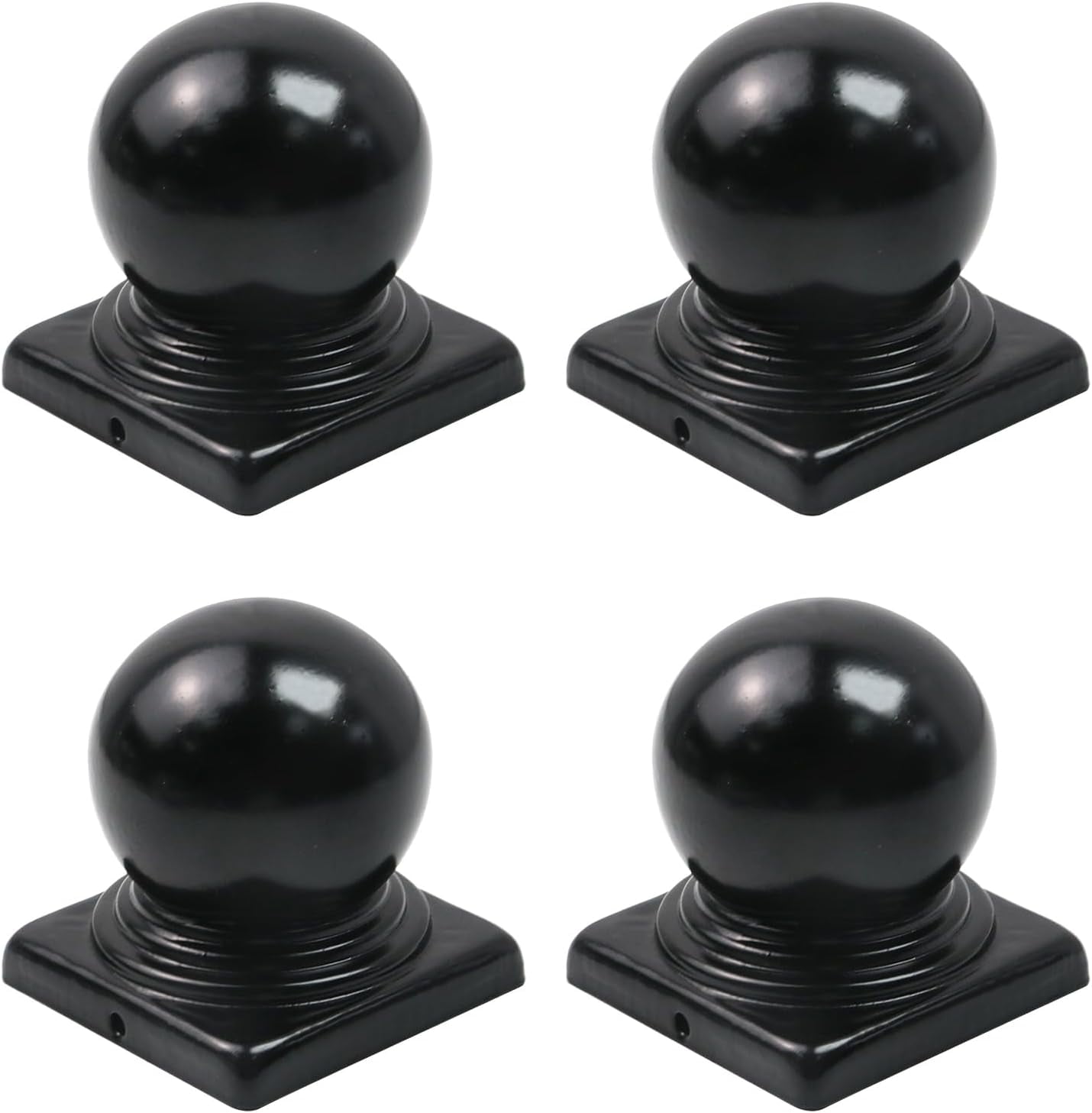 XD-4Pcs Black Fence Post Caps with Top Ball,Post Caps Ball Dome Deck ...