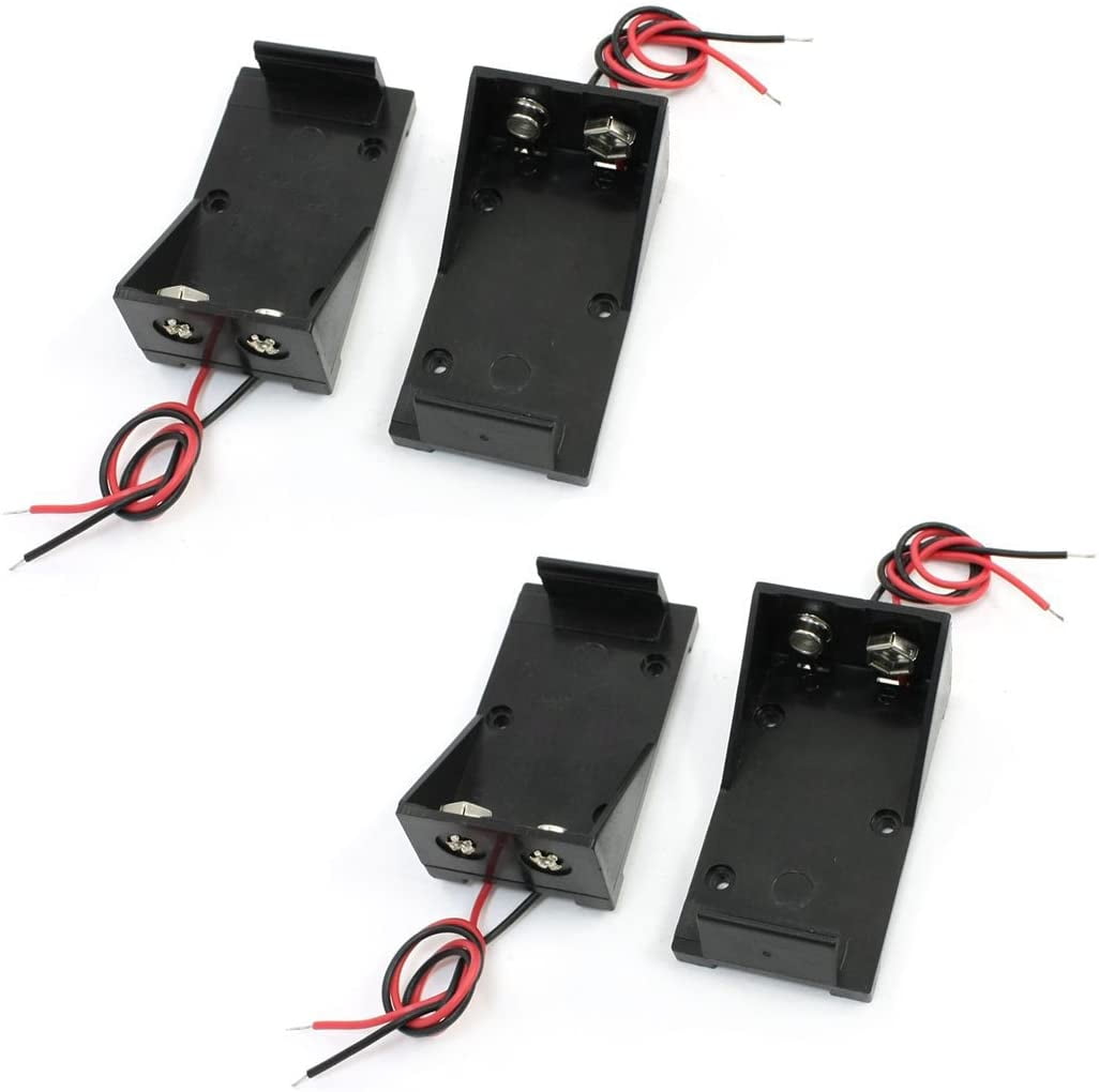 XD-4pcs 9V Battery Holder Box with 2X Lead Wire Spring Clip DIY Plastic ...