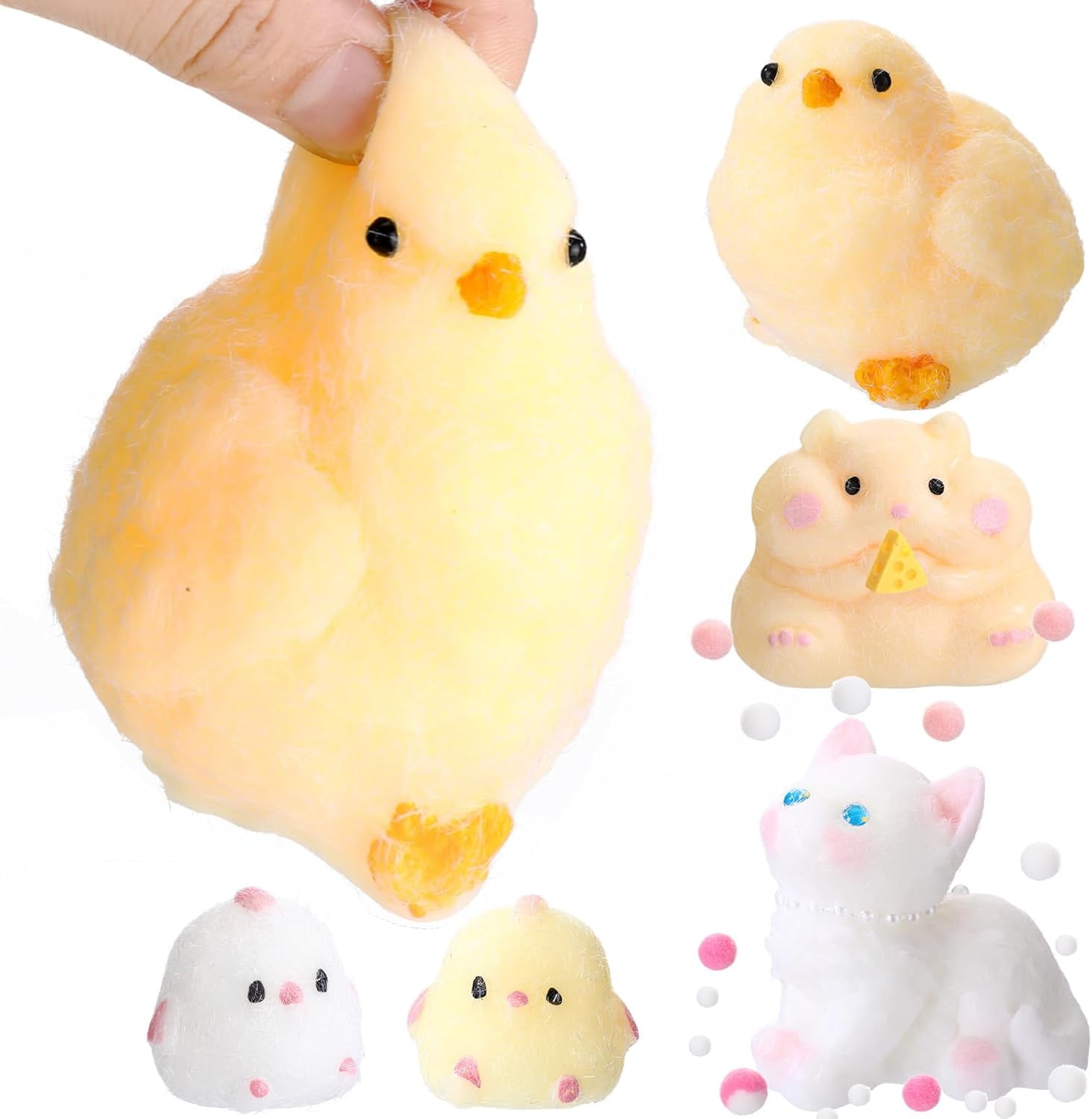 XD-5 Pcs Chicken Hamster Cat Dog Squeeze Chicks Toys Handmade Pinch ...