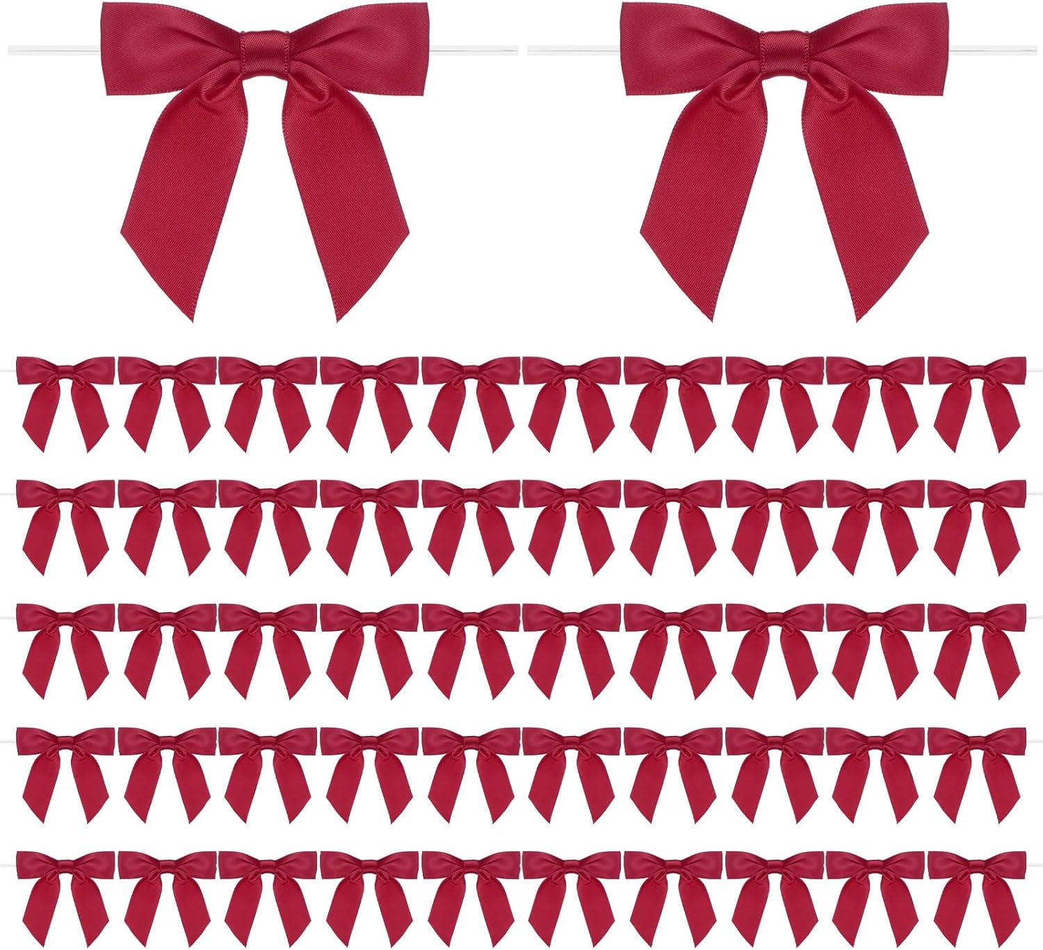 XD-50-Pack Satin Ribbon Twist Tie Bows, 3.5 Inch Bow Twist Ties, Satin ...