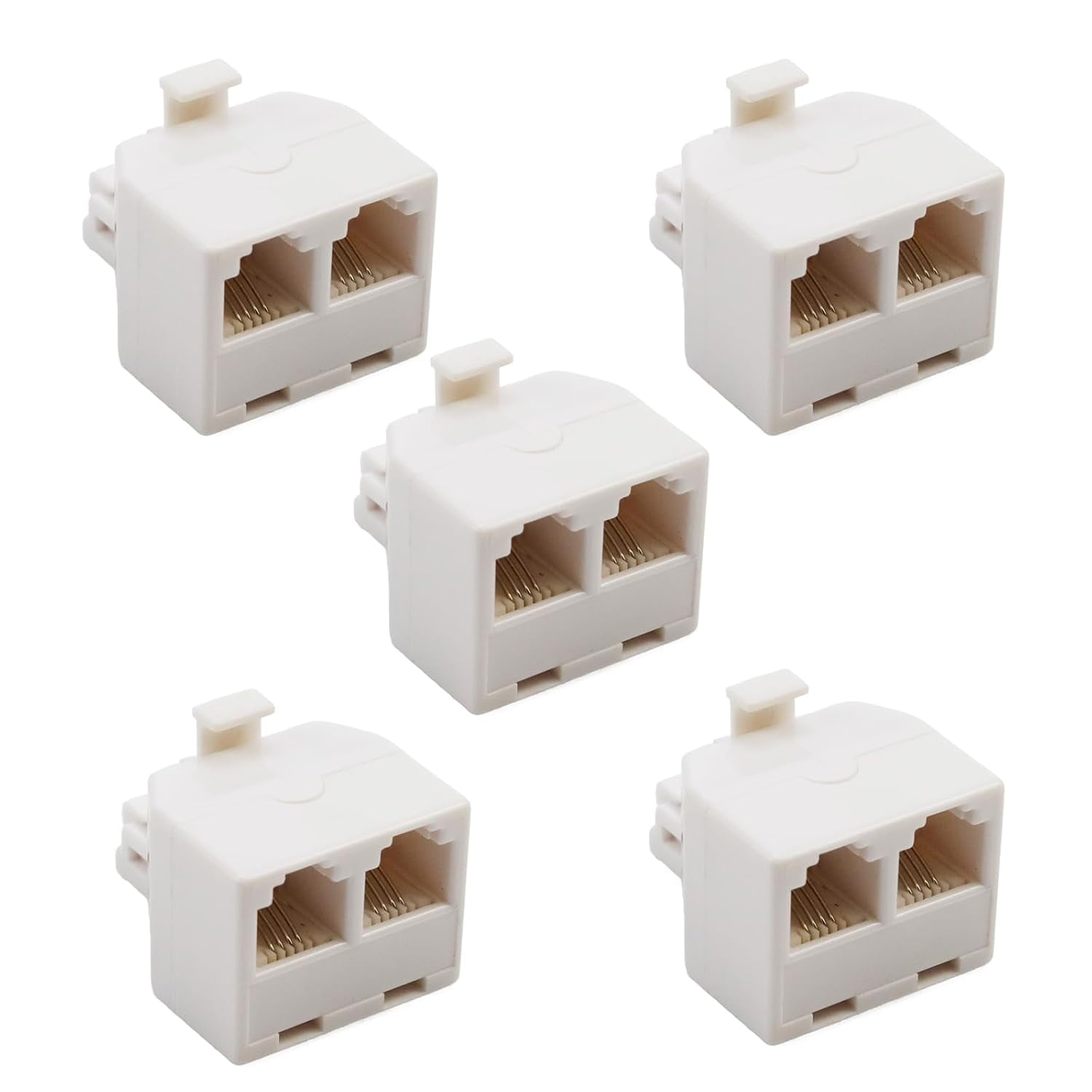 XD-5Pcs 2-Way RJ11 6P4C Splitter,Wall Plate Male Plug to Dual RJ11 ...
