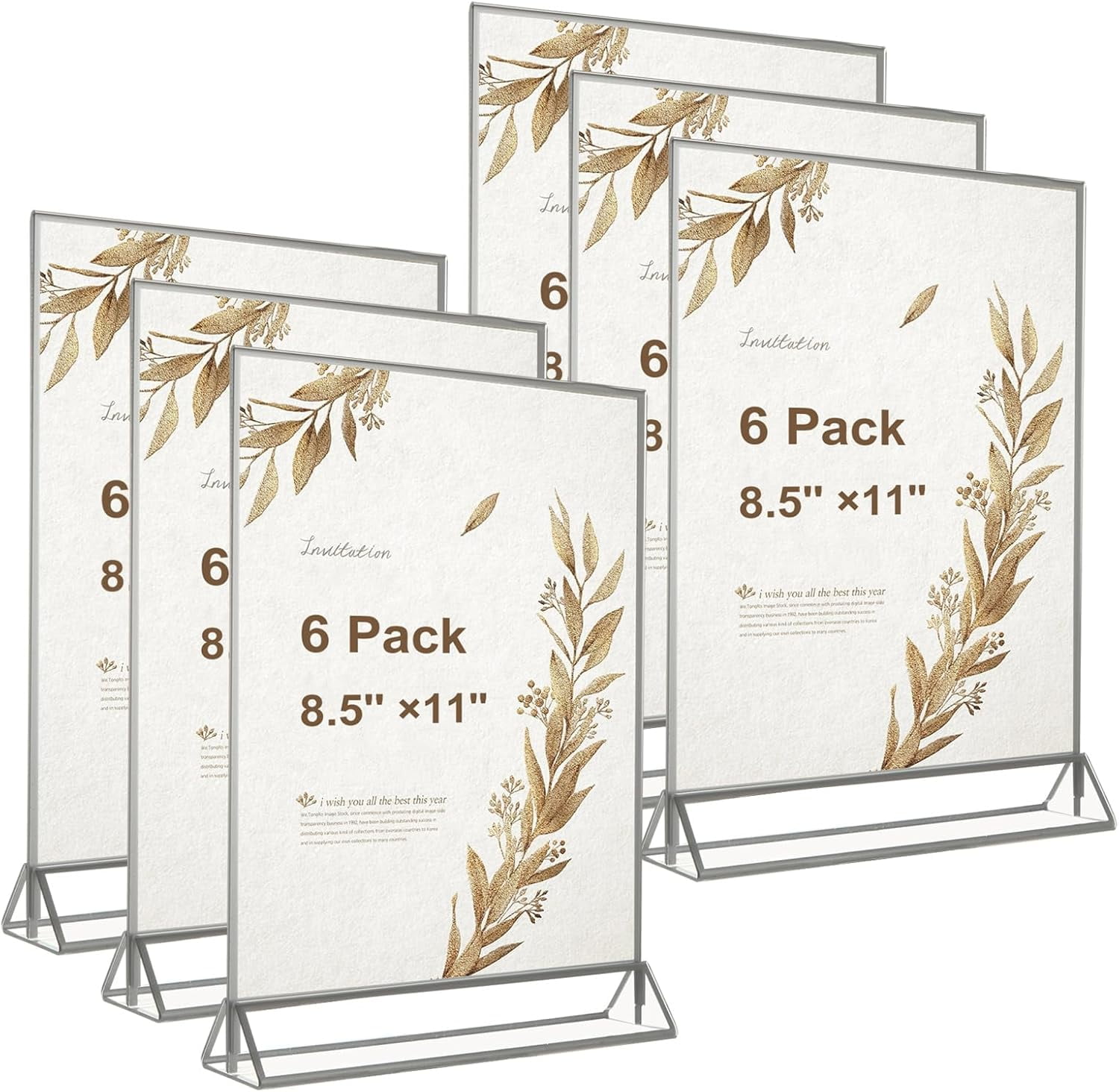 XD-6 Pack Acrylic Sign Holder 8.5X11 Vertical Sliver Plastic Sign ...