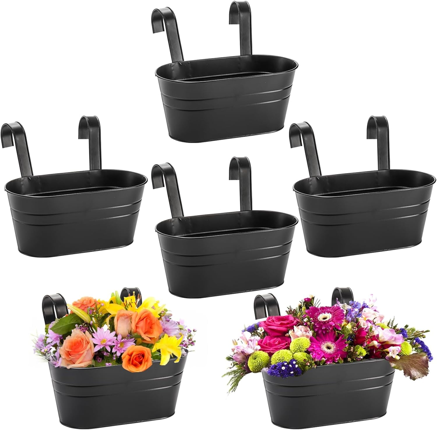 XD-6 Pack Hanging Flower Pots, Metal Iron Hanging Planter Plant Pot ...