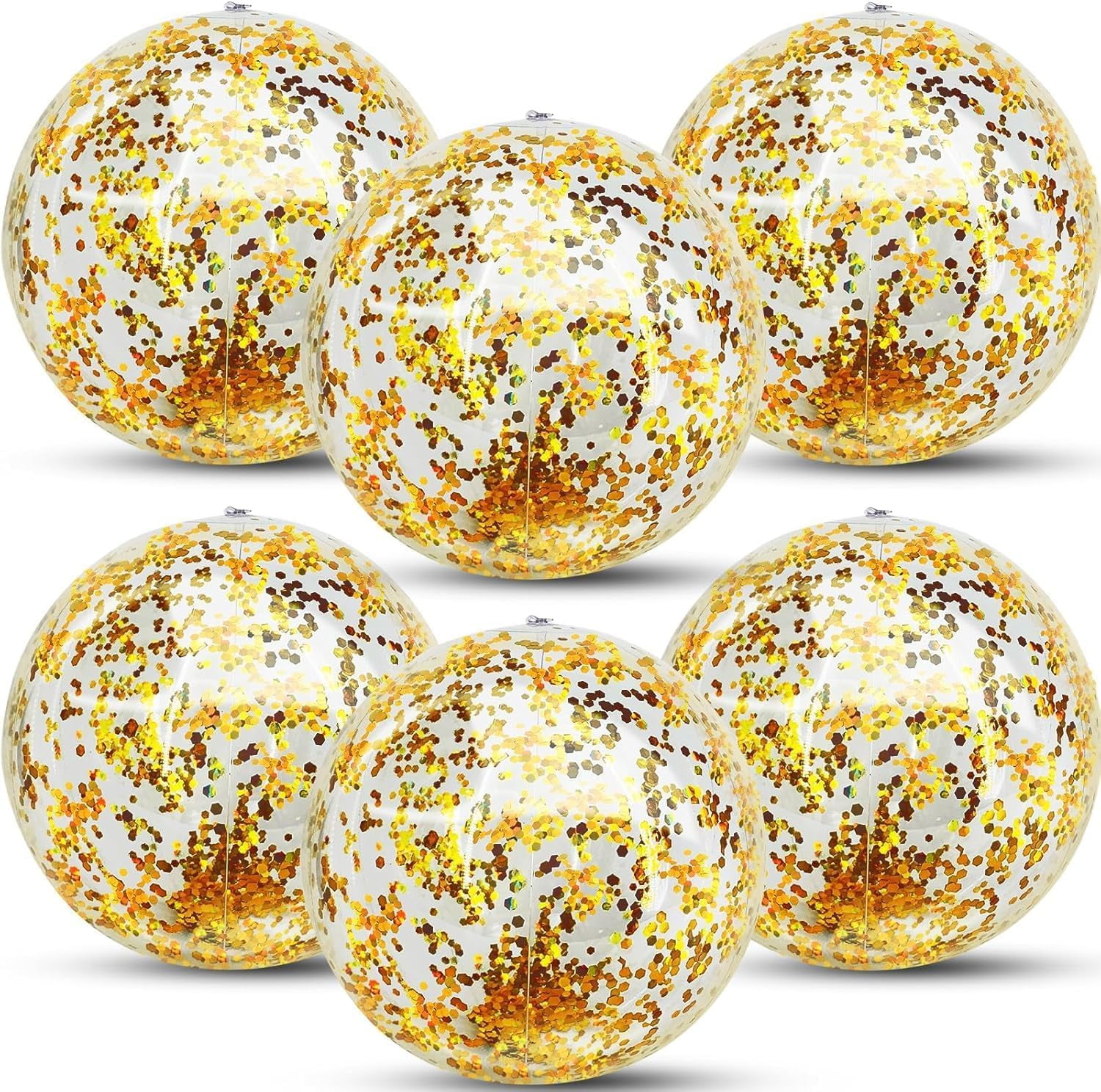 XD-6 Pack Inflatable Beach Ball 20 Inch Glitter Beach Balls Pool Toys ...