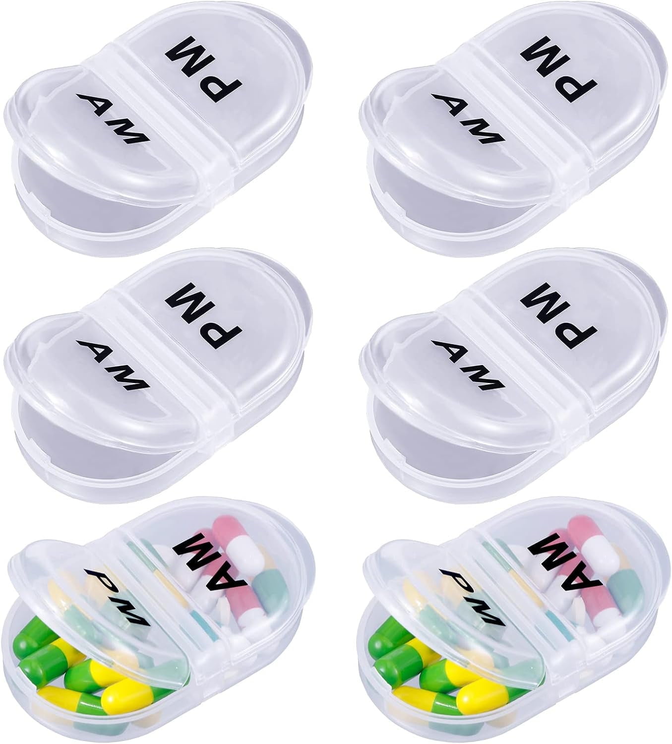 XD-6 Pack Pill Organizer Pocket Small Case Holder Am Pm Pill Case ...