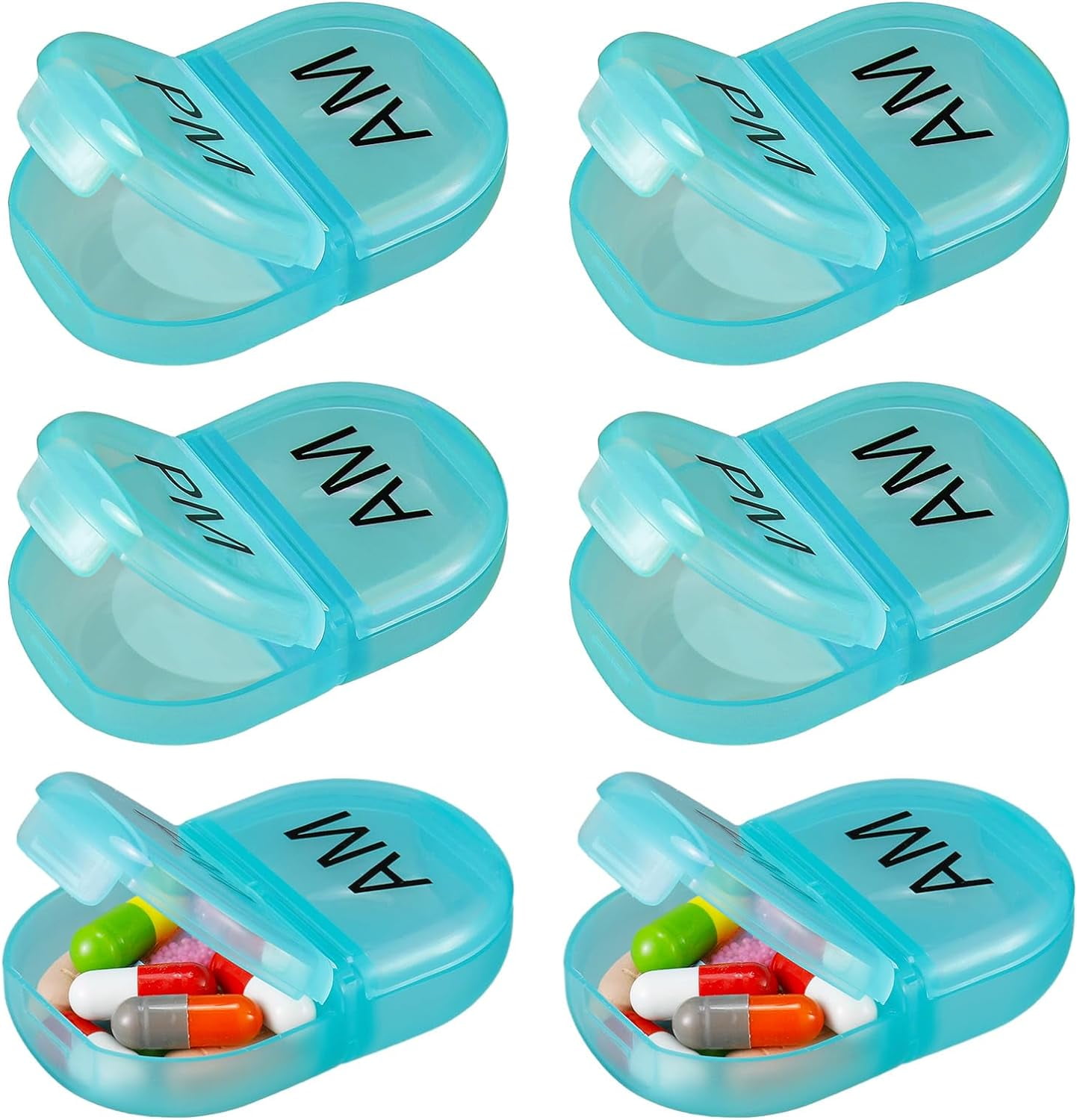XD-6 Pack Pill Organizer Pocket Small Case Holder Am Pm Pill Case ...