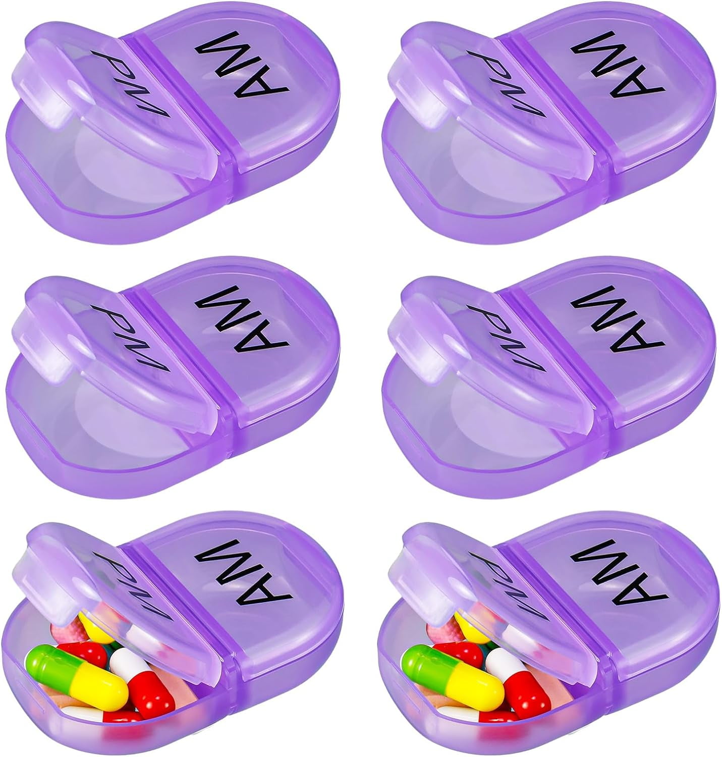 XD-6 Pack Pill Organizer Pocket Small Case Holder Am Pm Pill Case ...
