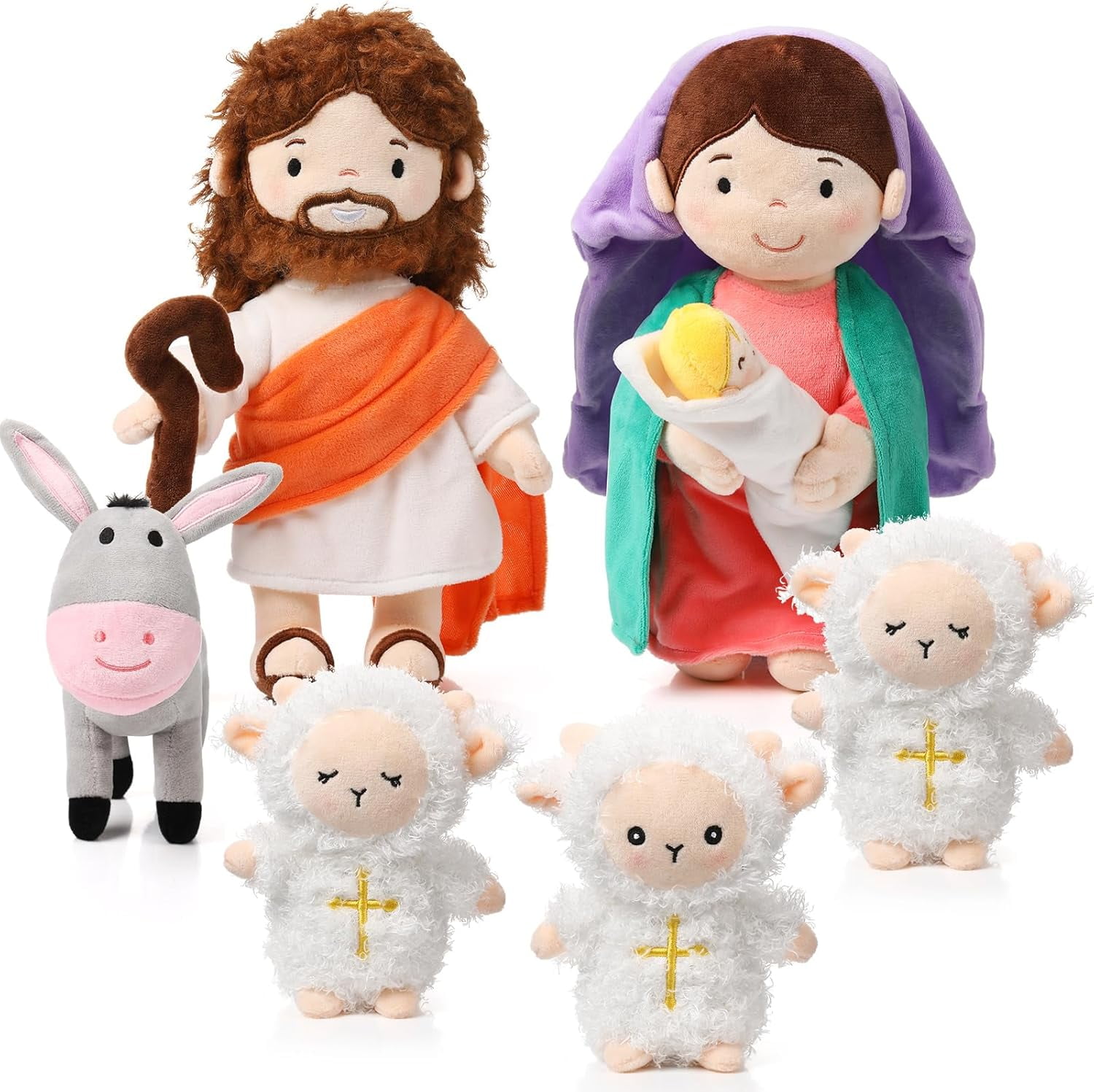 XD-6 Pcs Plush Nativity Set Christian Religious Doll 11 Inch Saint ...