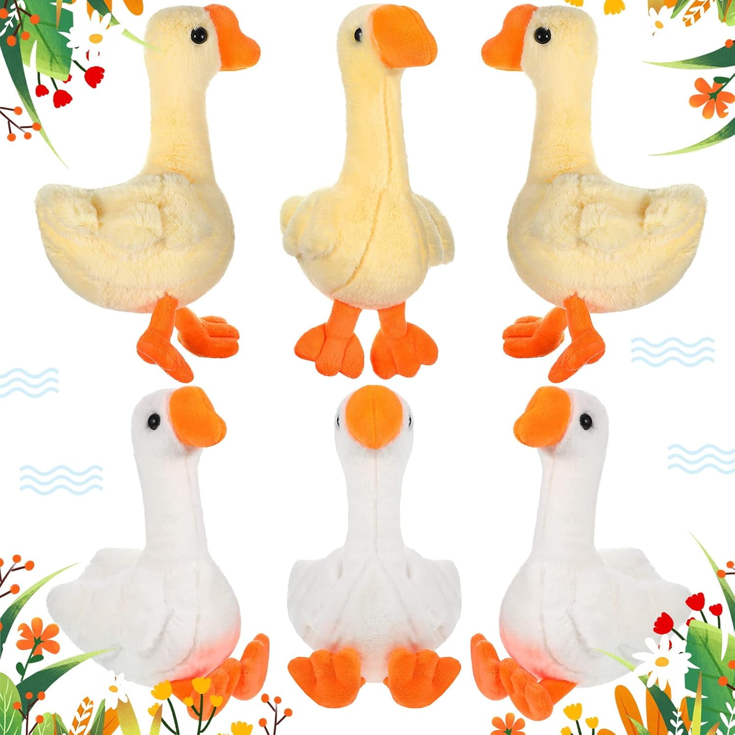XD-6 Pieces Goose Stuffed Animal 6.3 Inch Plush Goose Stuffed White ...
