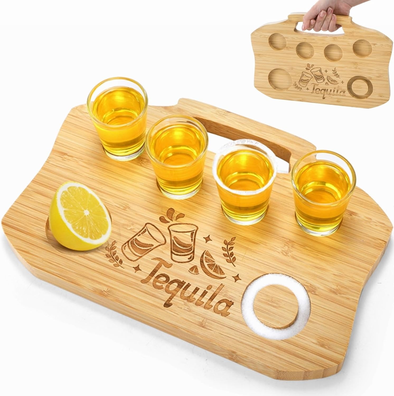 XD-6 Slot Tequila Shot Board with Handle, Tequila Flight Board with 4 ...