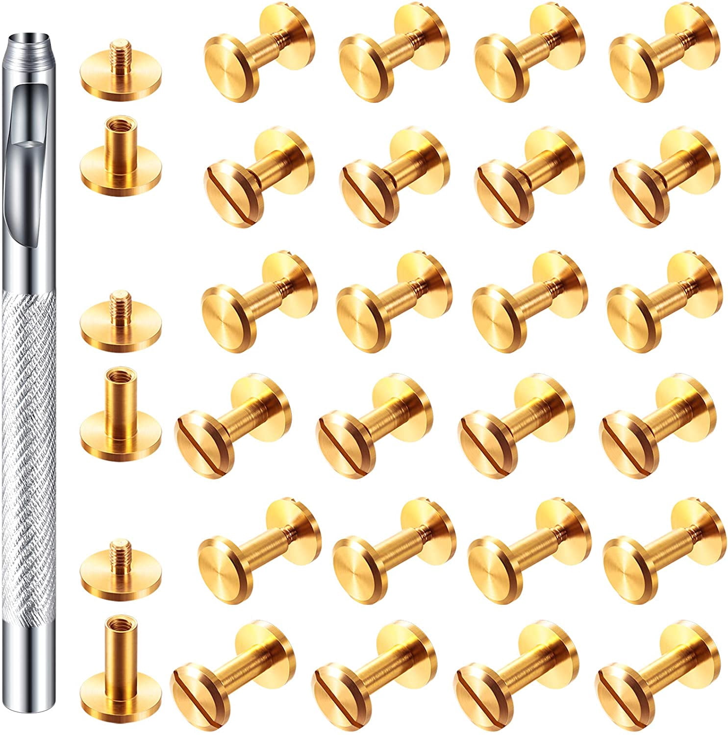 XD-60 Pairs Gold Chicago Screws, Brass Chicago Screws Solid Screw ...