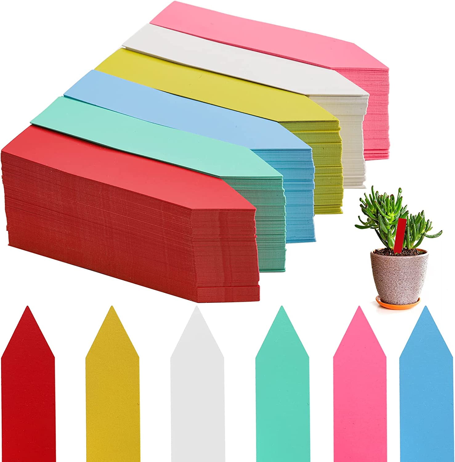 XD-600 Pcs 4 Inches Plant Labels 6 Colors Plastic Waterproof Plant Tags ...