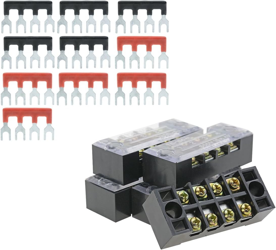 XD-600V 15A 6 Positions Double Row Screw Terminal Barrier Strip Block ...