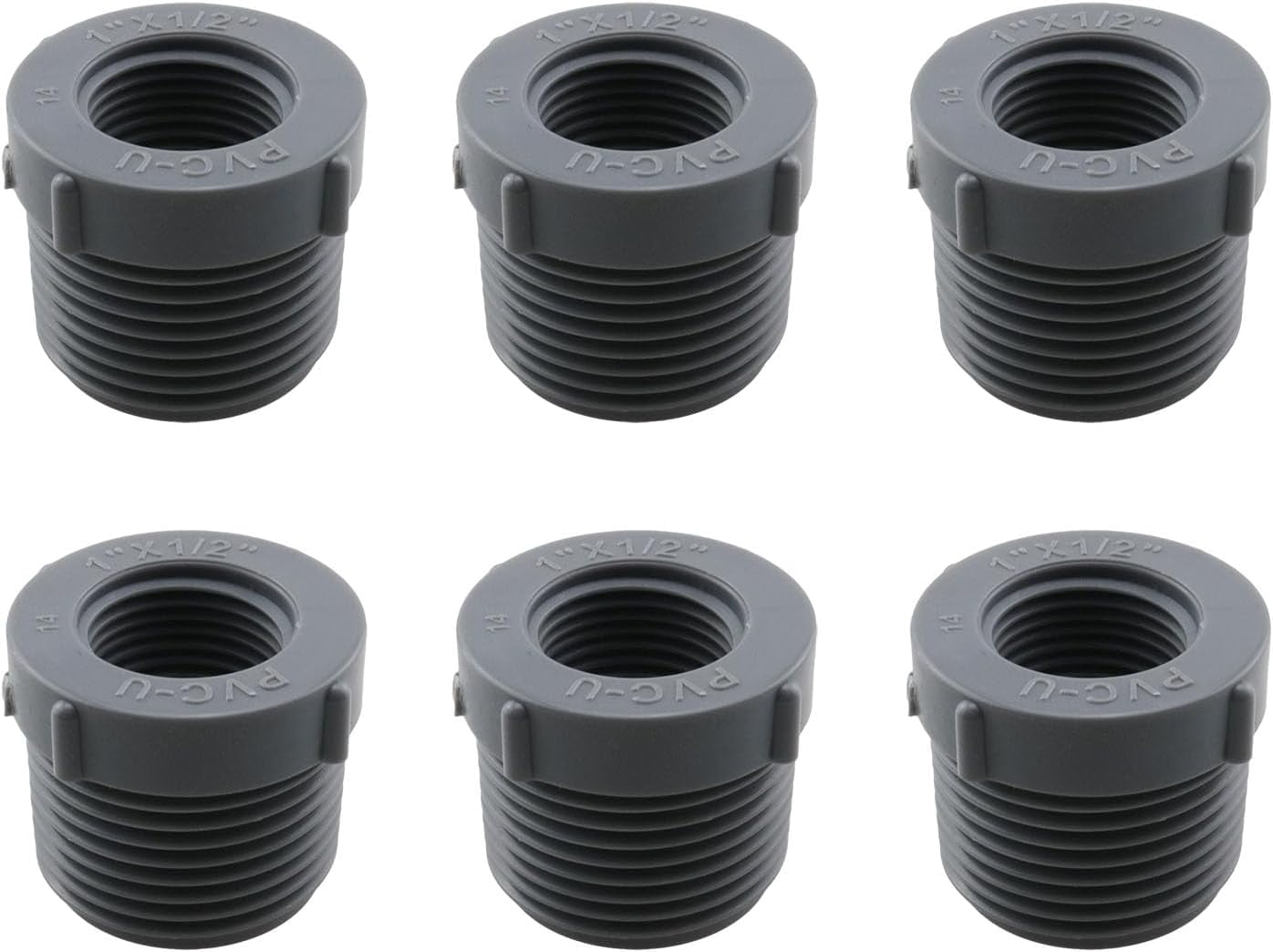 XD-6PCS 1/2 x 3/4 Gray Female Threaded PVC Pipe Fittings Reducer ...