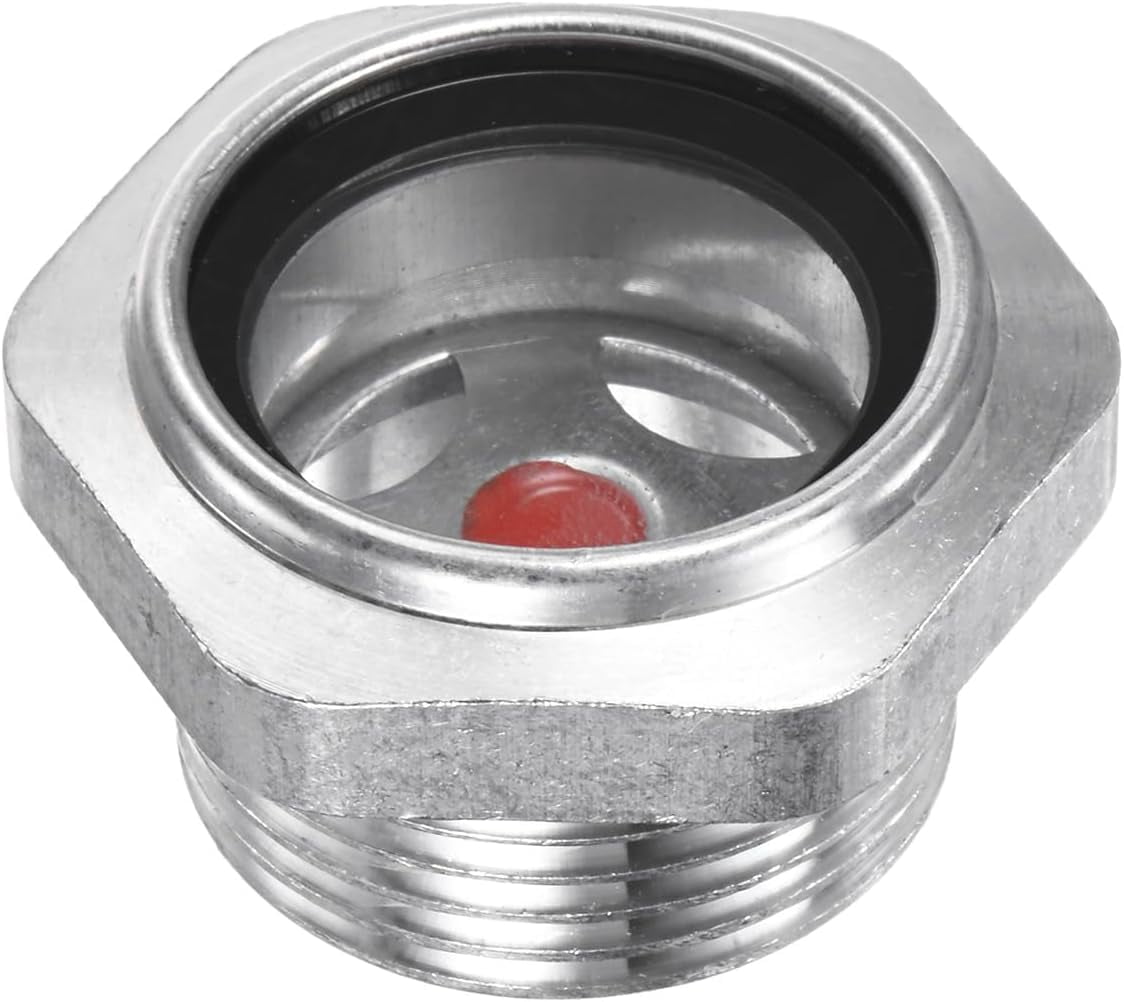 XD-Air Compressor Oil Sight Glass, 1" NPT Toughened Glass No Leak Hex Oil Liquid Level Gauge ...