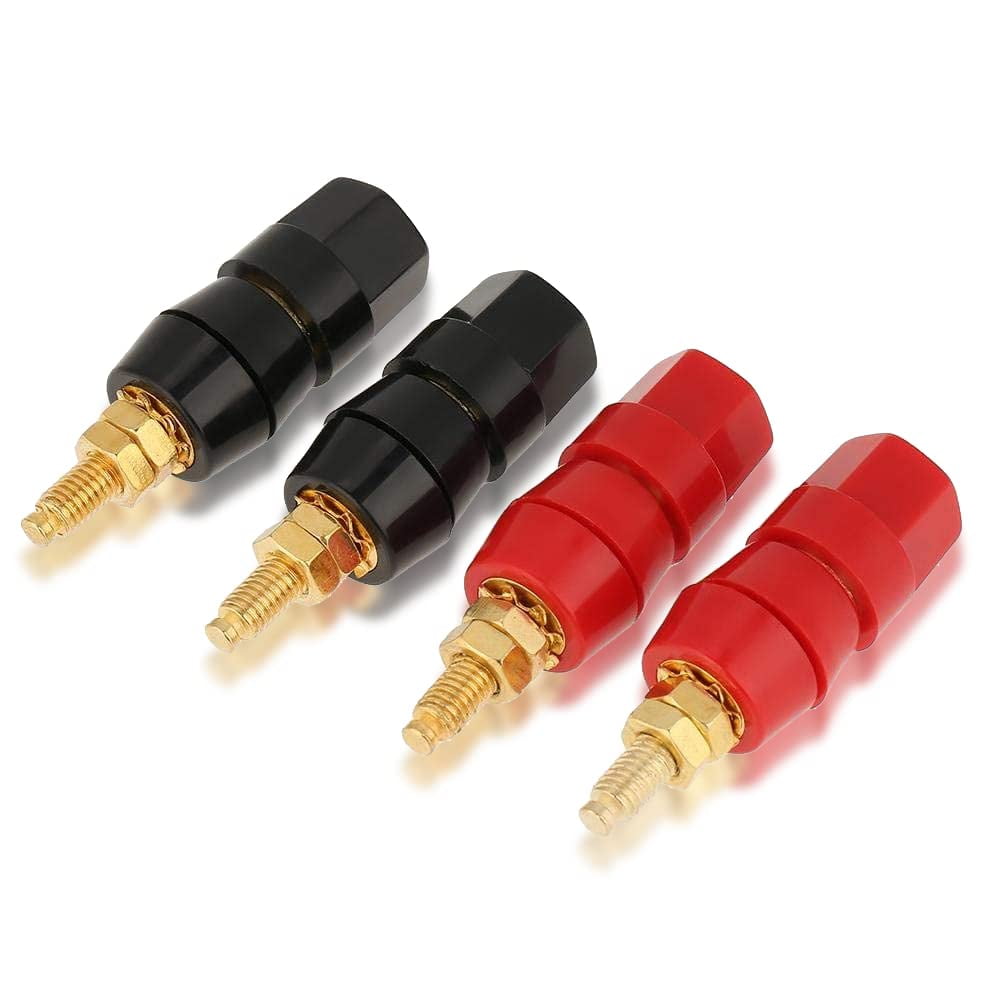 XD-Banana Plug Speaker Binding Post, 4 Pcs Black & Red Audio Speaker ...