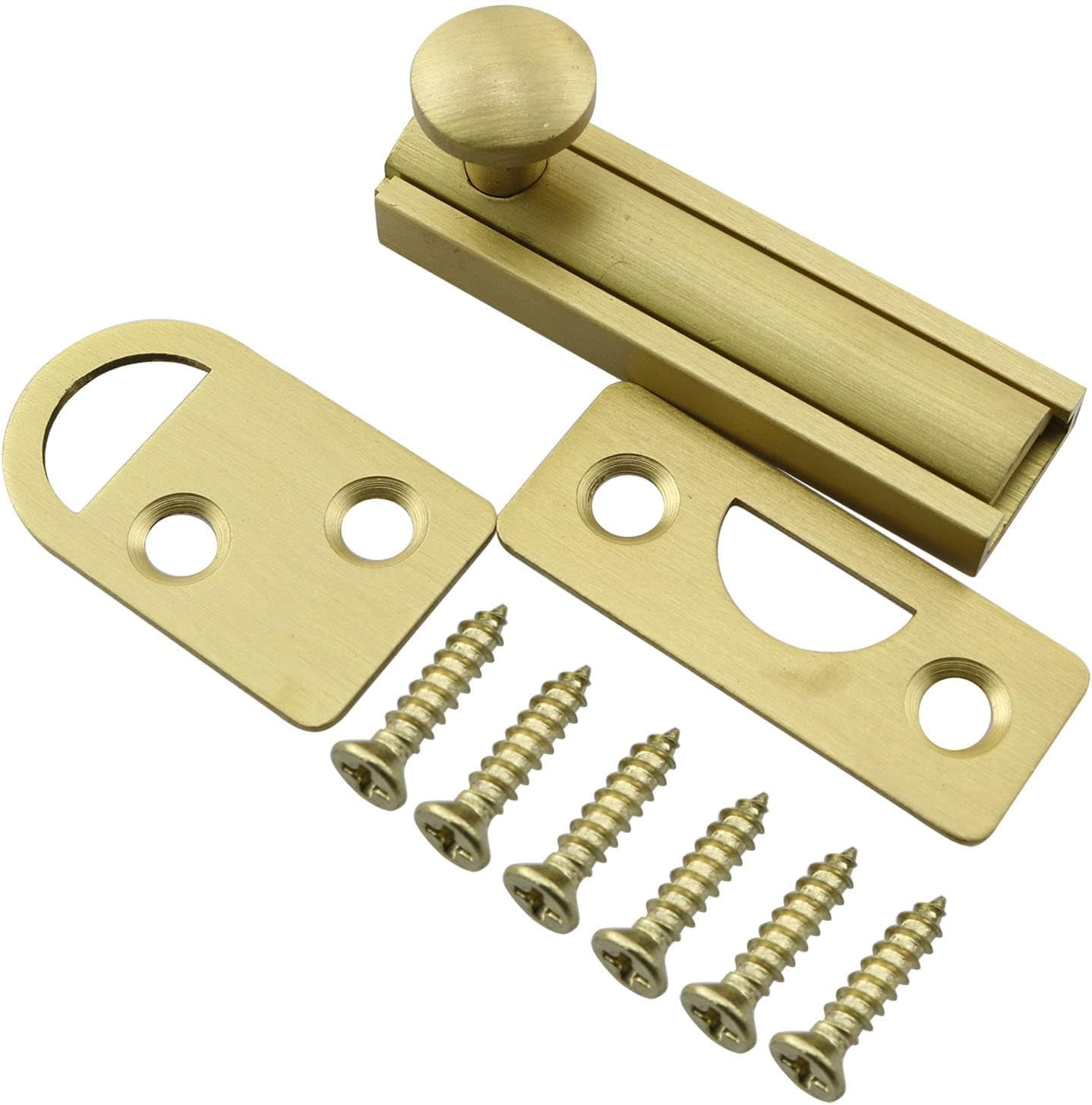 XD-Barn Slide Bolt 2 Inch Hardware Slide Surface Door Bolt Brushed Gold ...