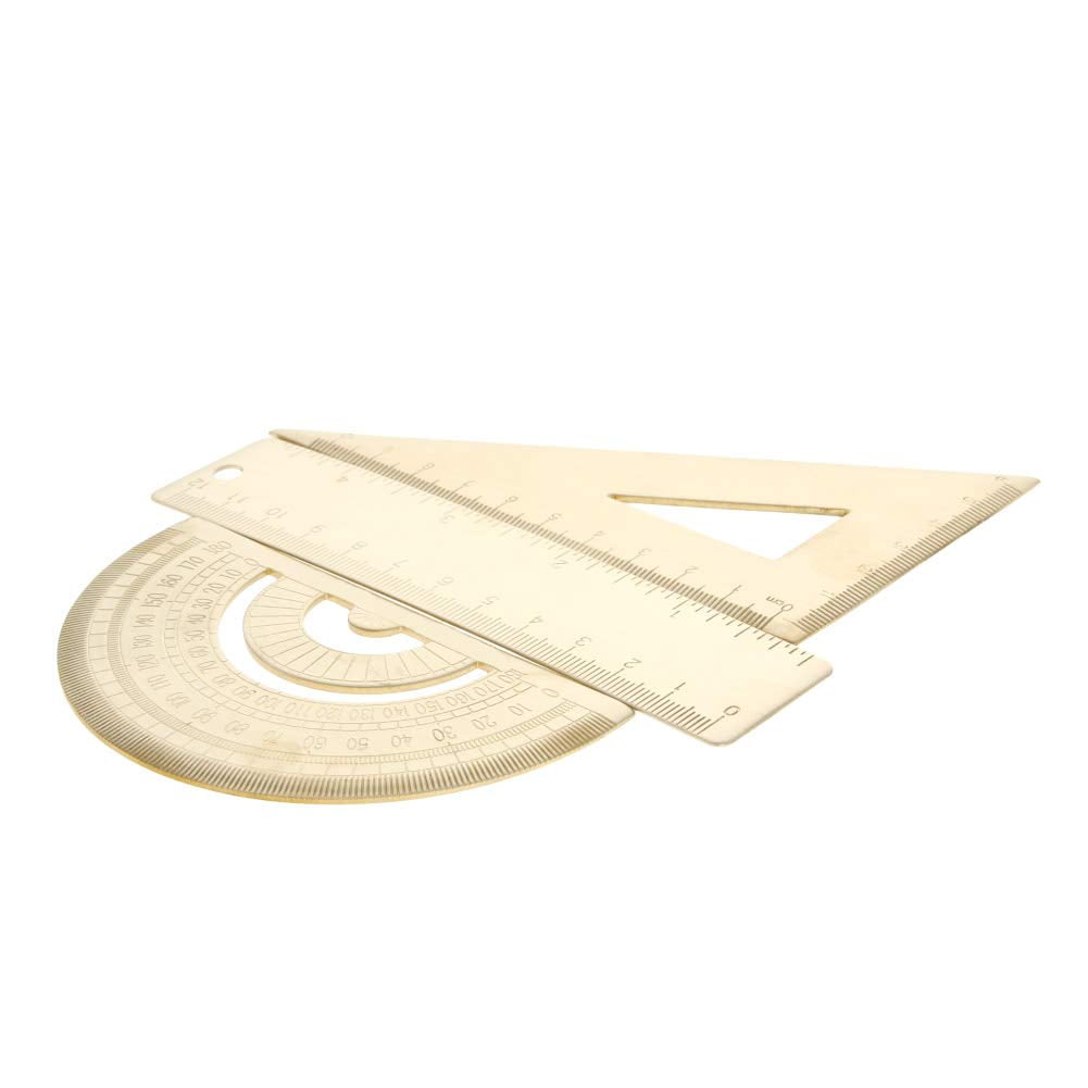 XD-Brass Ruler Set, Triangle Ruler, 180 Degrees Protractor, 12cm / 4.7 ...