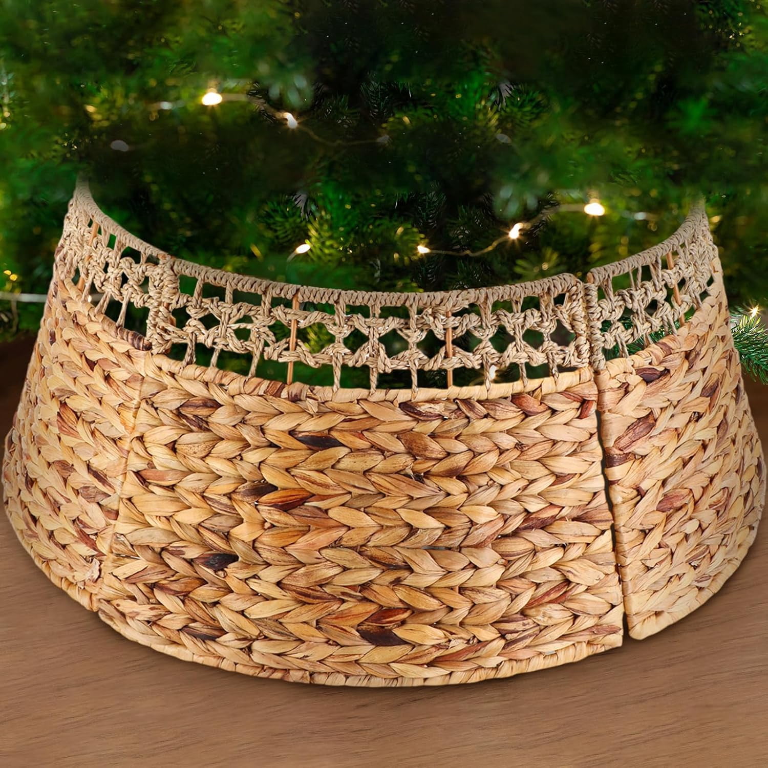 XD-Christmas Tree Collar Woven Rattan Christmas Base Cover Rustic ...