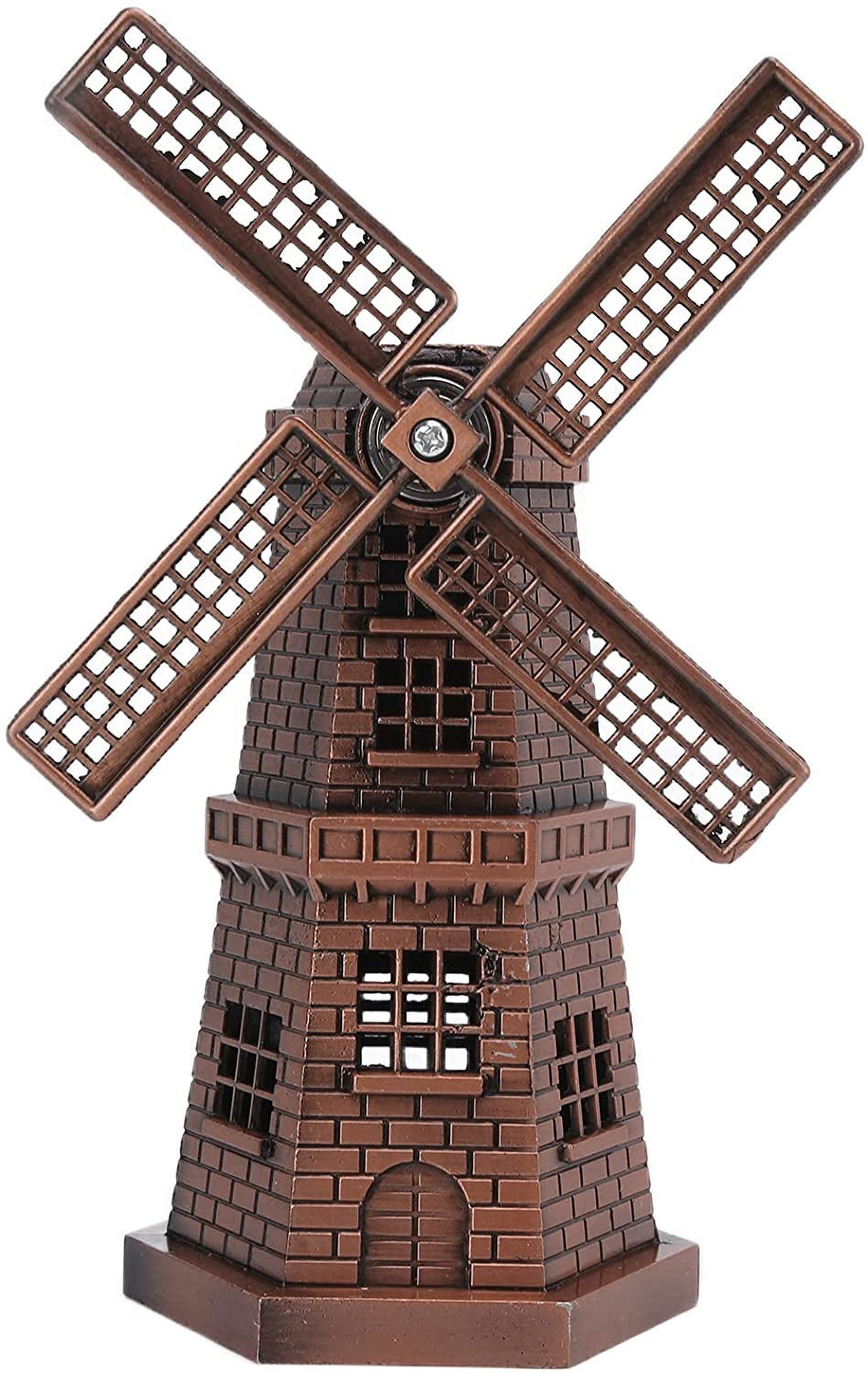 XD-Dutch Windmill Statue, Wood Dutch Windmill Model Red Bronze Mini ...