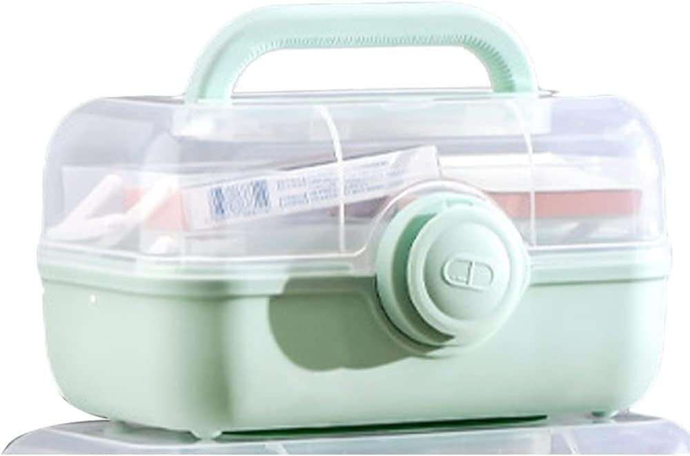 XD-First Aid Box, Plastic Removable 3-Tier Fold Tray Pill Case Portable ...