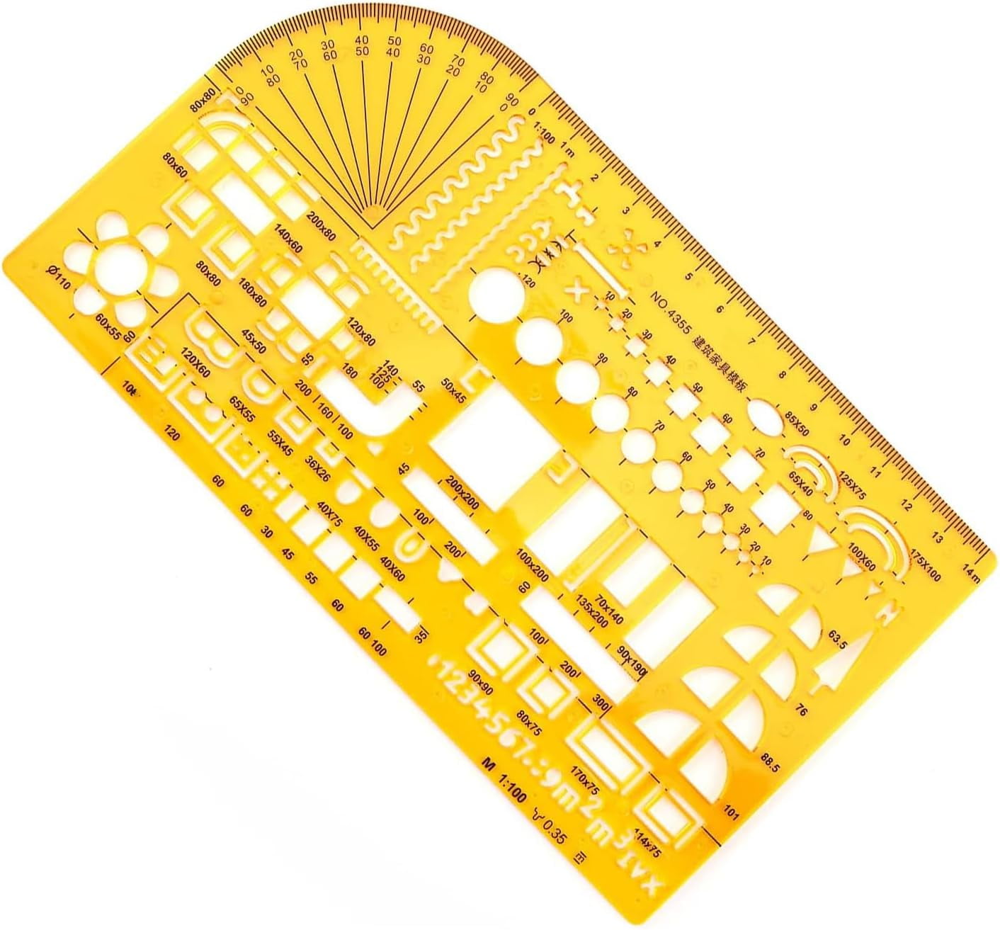 XD-Geometric Drawings Templates Plastic Measuring Template Rulers Clear ...