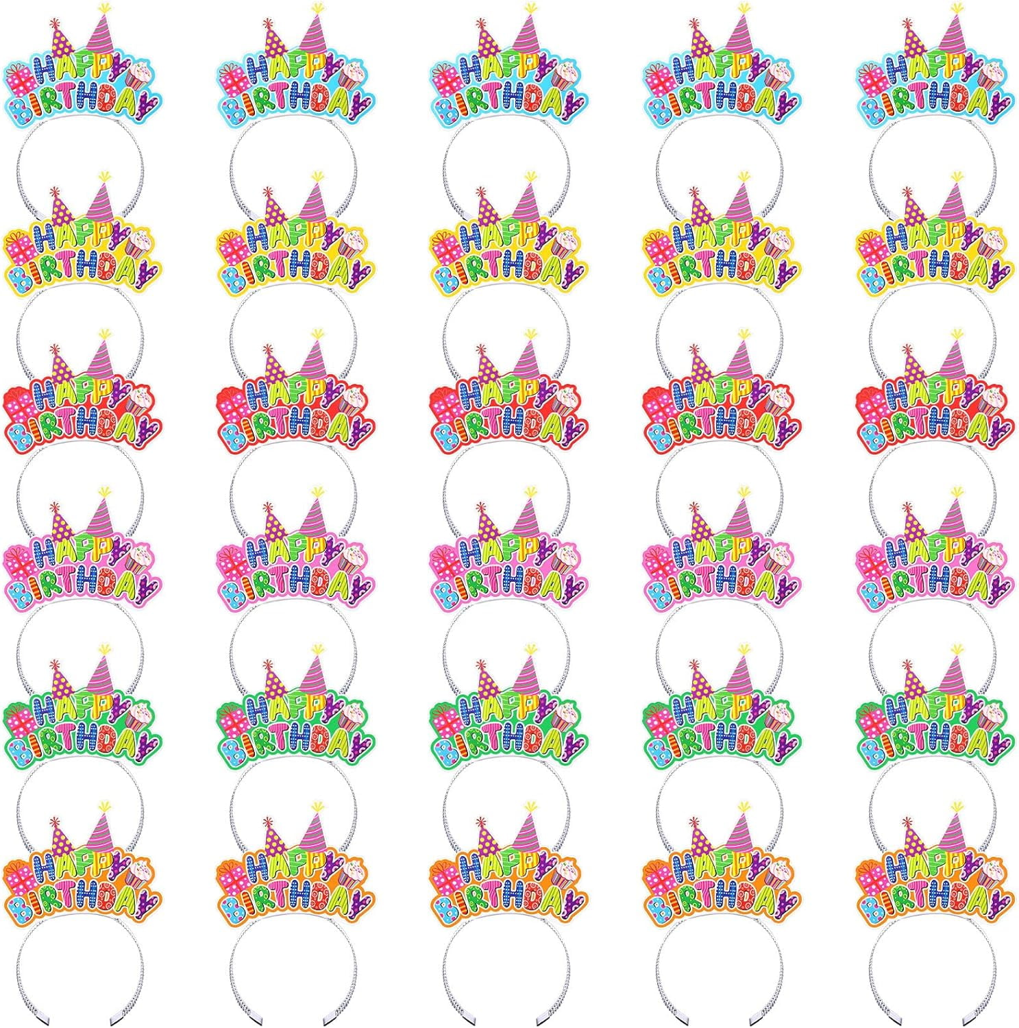 XD-Happy Birthday Headbands Bulk Paper Crowns for Kids Classroom Family ...