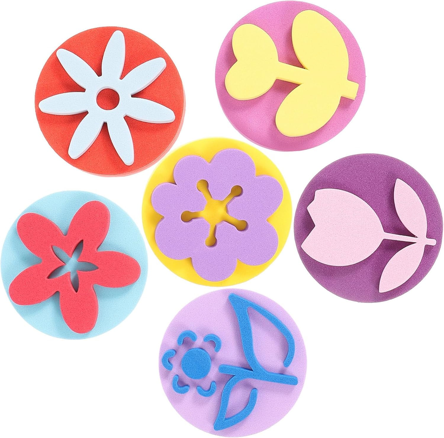 XD-Kids Painting Sponge 6Pcs EVA Paint Stamper Flower Pattern Sponge ...