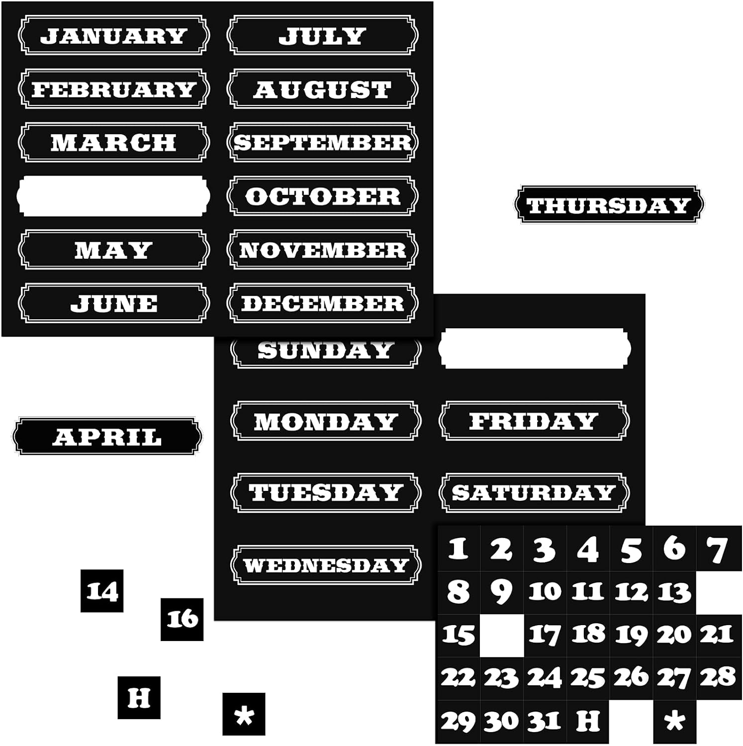 XD-Months of the Year Die-Cut Magnets with Chalkboard Days of the Week ...