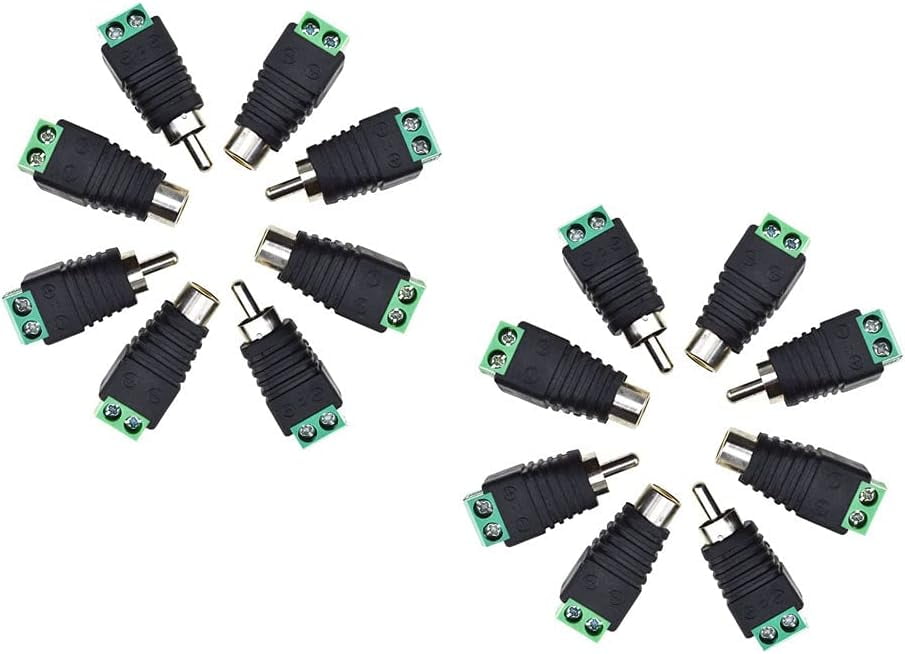 XD-RCA Connector Adapter Plugs Screw Male and Female Jack Set Wire Easy ...