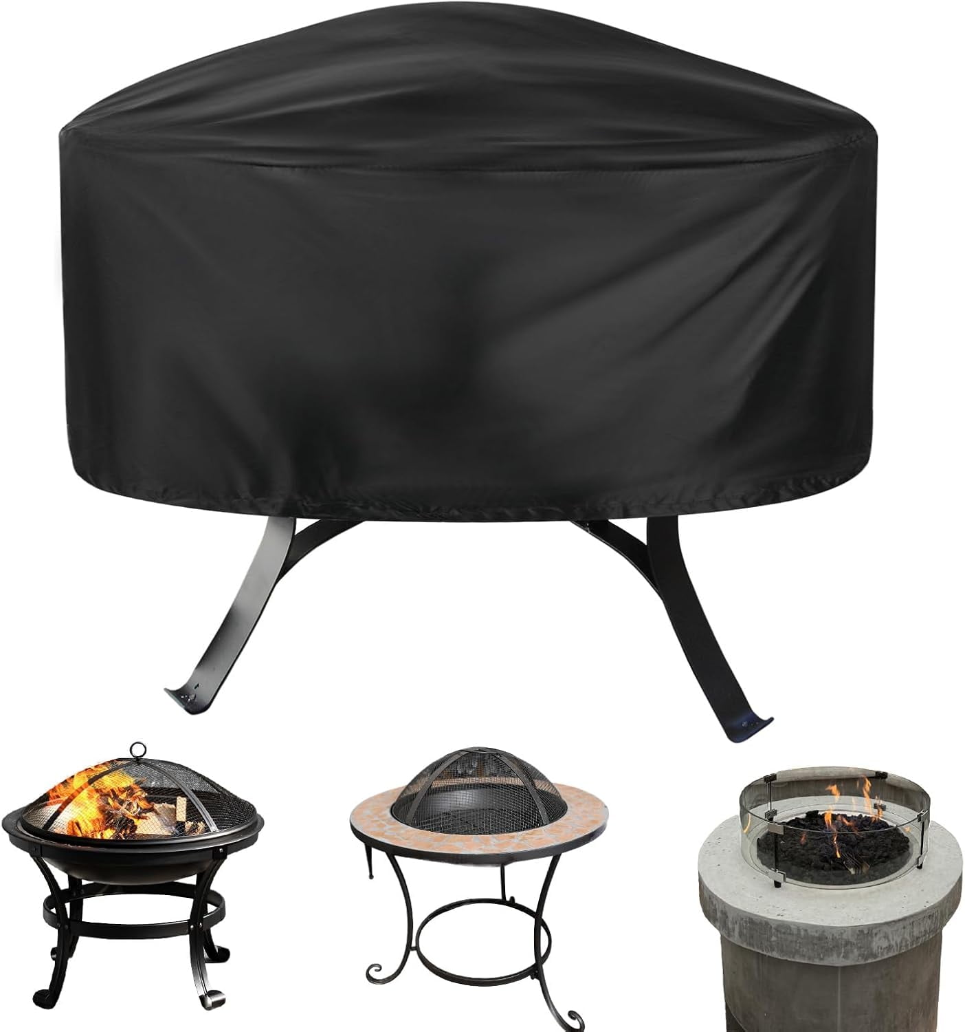 XD-Round Outdoor Fire Pit Cover, 48" x 18" (Dia x H) Patio Fire Pit ...