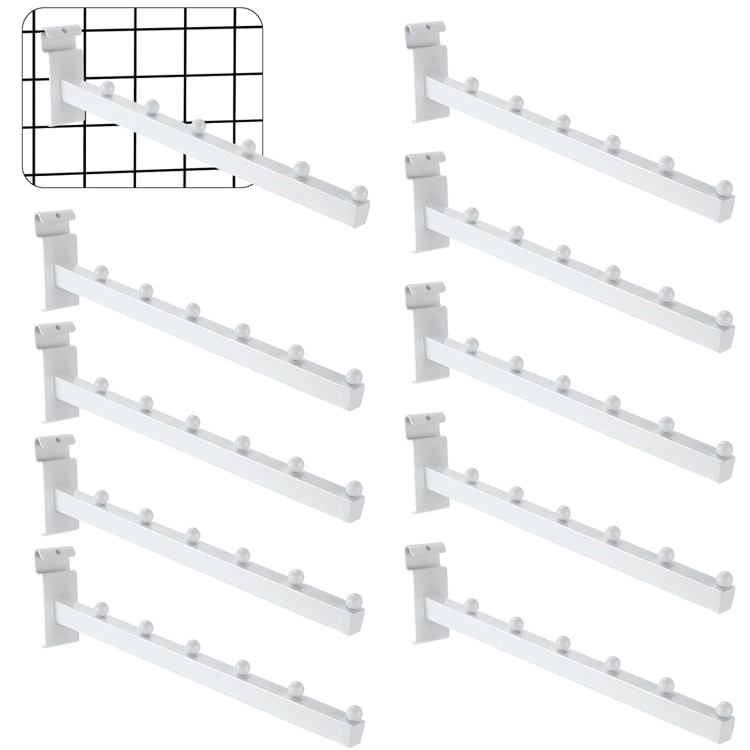XD2-10 Pieces 6 Ball Waterfall Grid Wall Hangers 12 inch White Grid ...