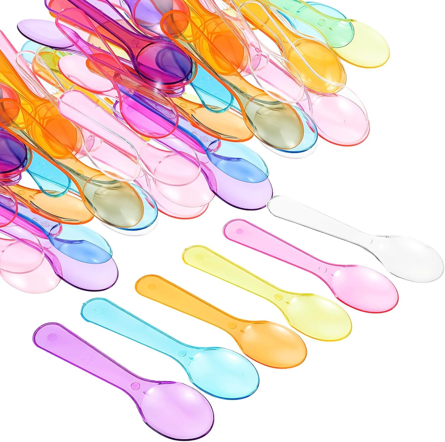 XD2-1000 Pack Colored Taster Spoons, 3 Inch Disposable Mini Plastic Spoons, Small Ice Cream ...