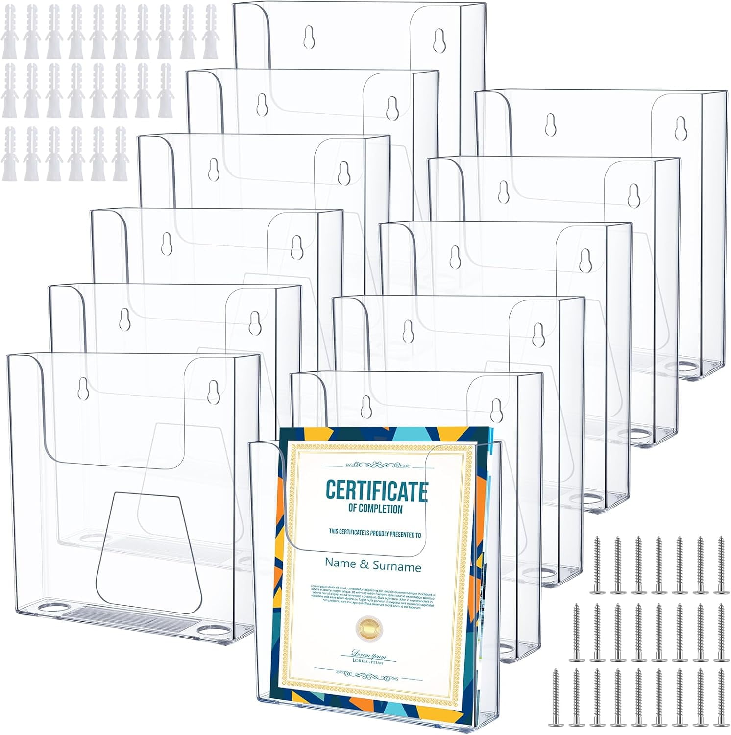 XD2-12 Pack Brochure Holder Wall Mount 6 x 9 Inches Acrylic Literature ...