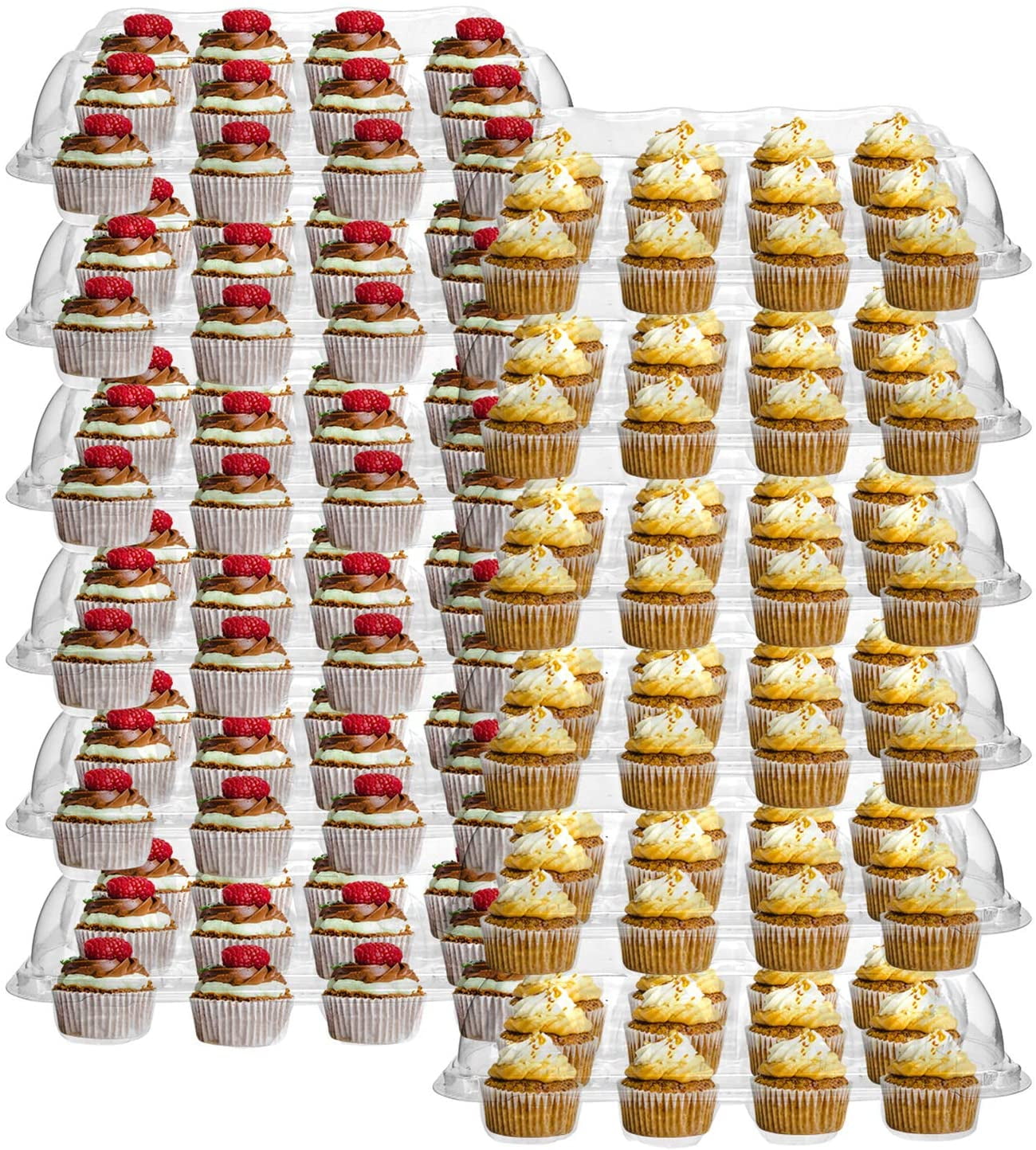 XD2-12 Pack Cupcake Carrier, 12 Counts Stackable Cupcake Boxes, Clear ...