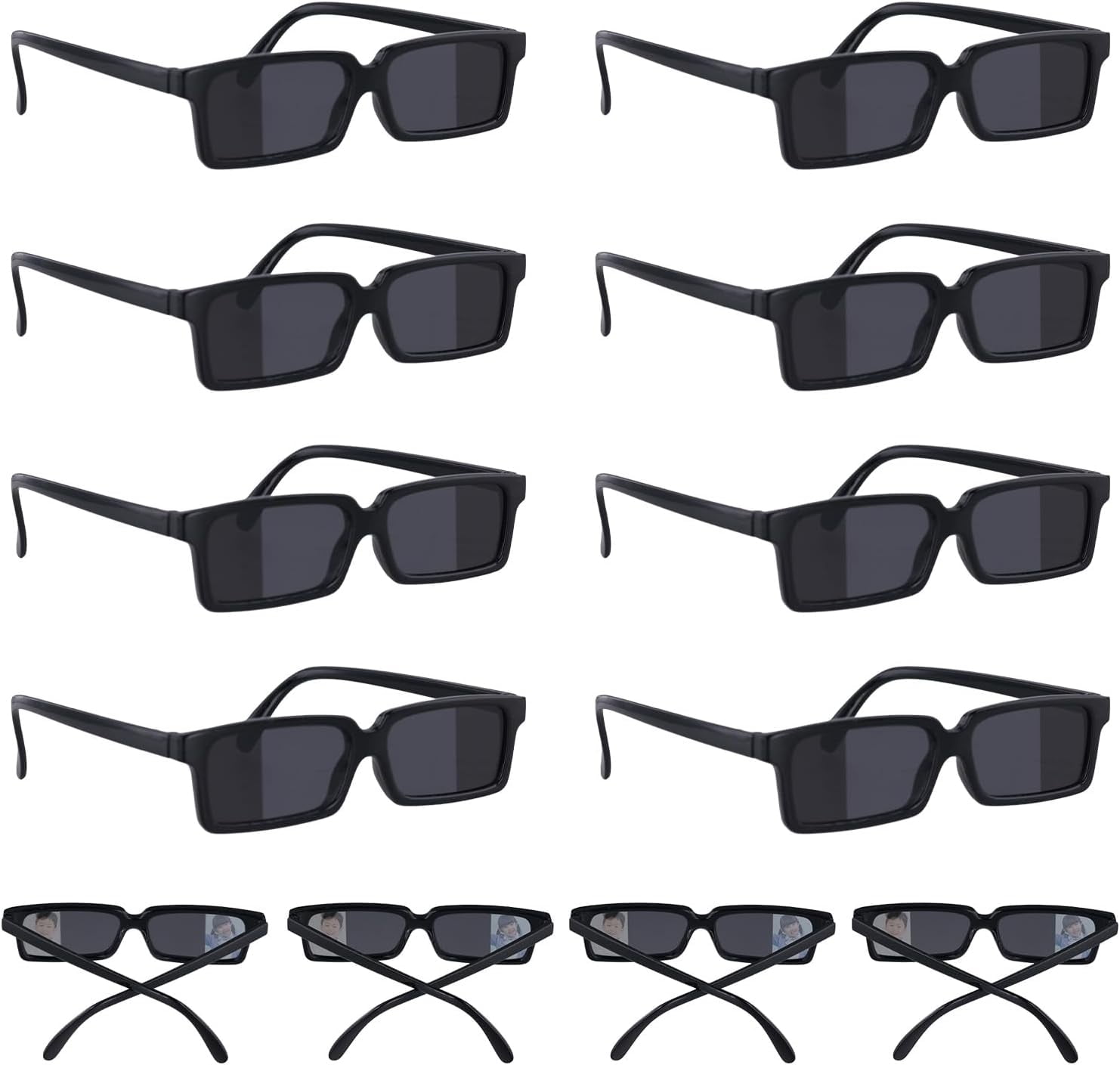 XD2-12 Pairs Rear View Mirror Sunglasses, Black Real Detective Glasses ...