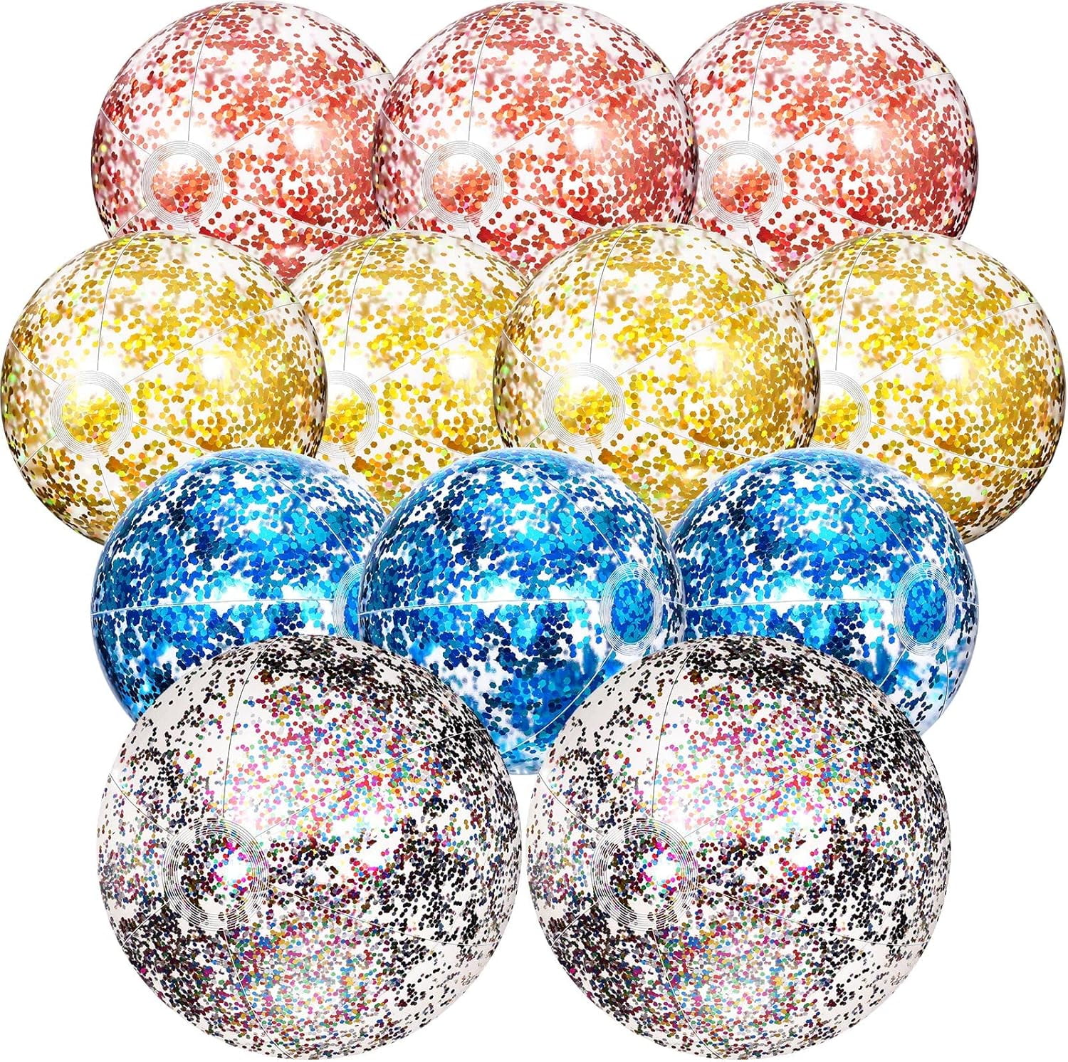 XD2-12 Pcs 24 Inch 16 Inch Inflatable Glitter Beach Balls Clear ...