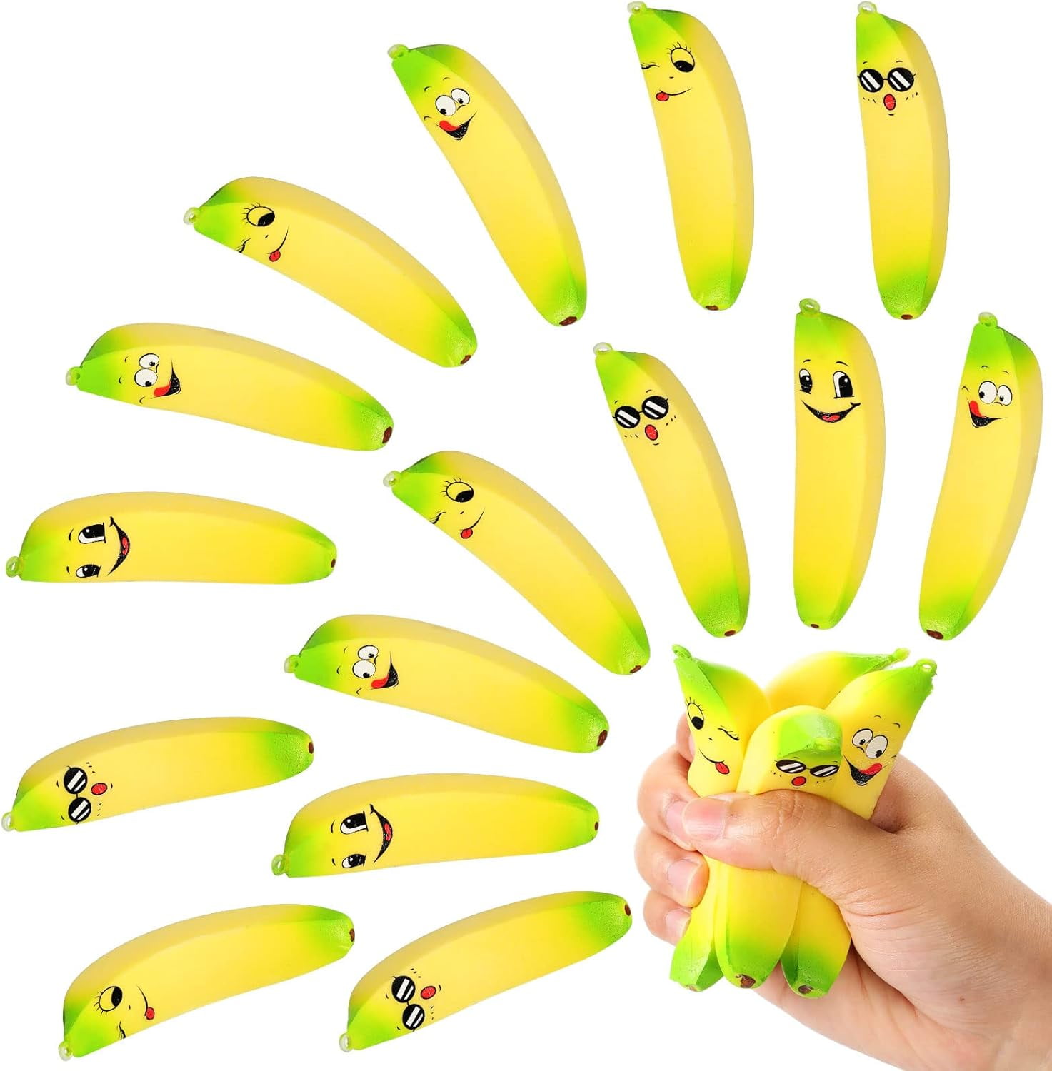 XD2-16 Pcs Banana Stress Toys Banana Stress Ball with Emotions Banana ...