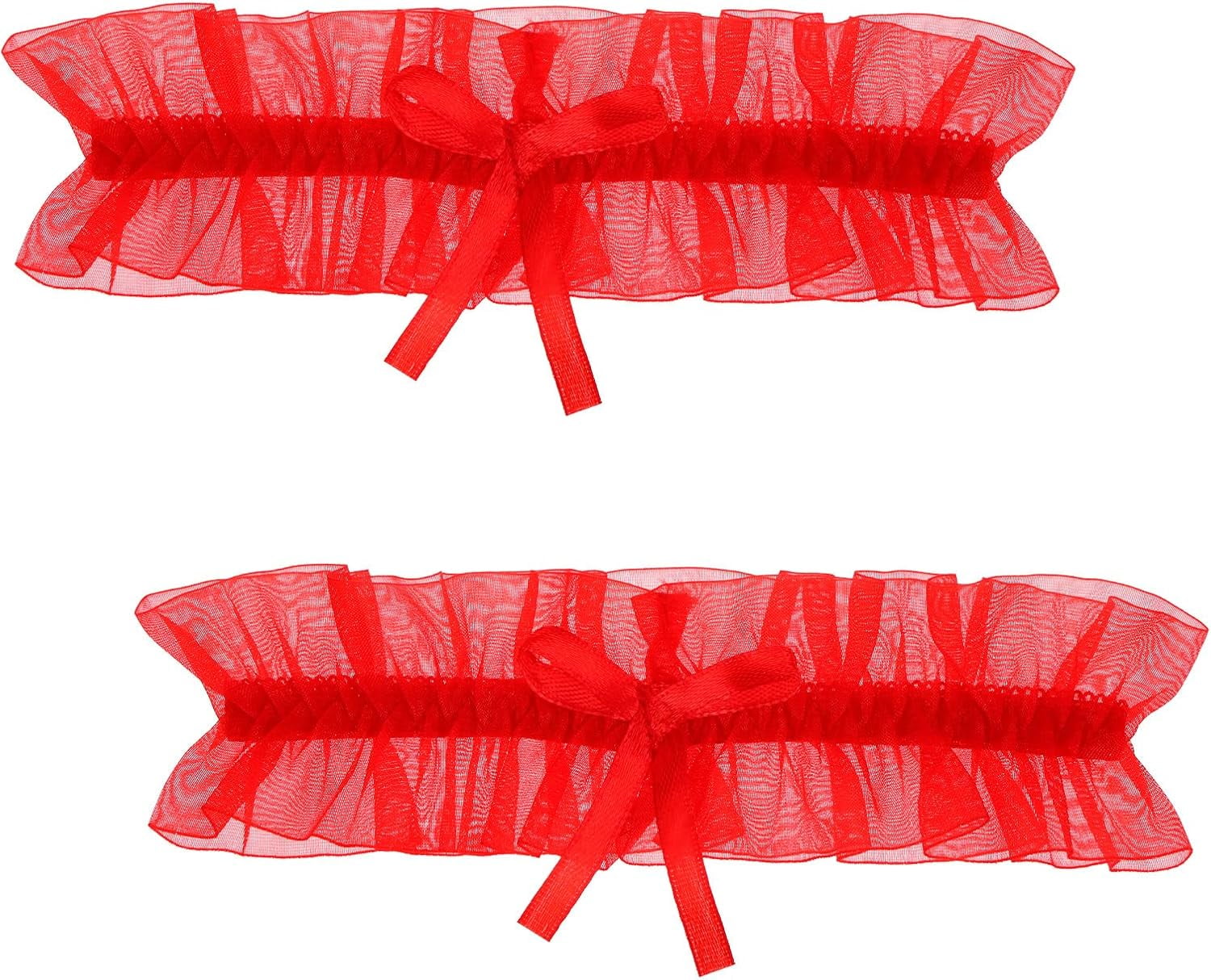 XD2-2 Pcs Lace Garter, Red Garter Belt Elastic Wedding Garter Bowknot ...