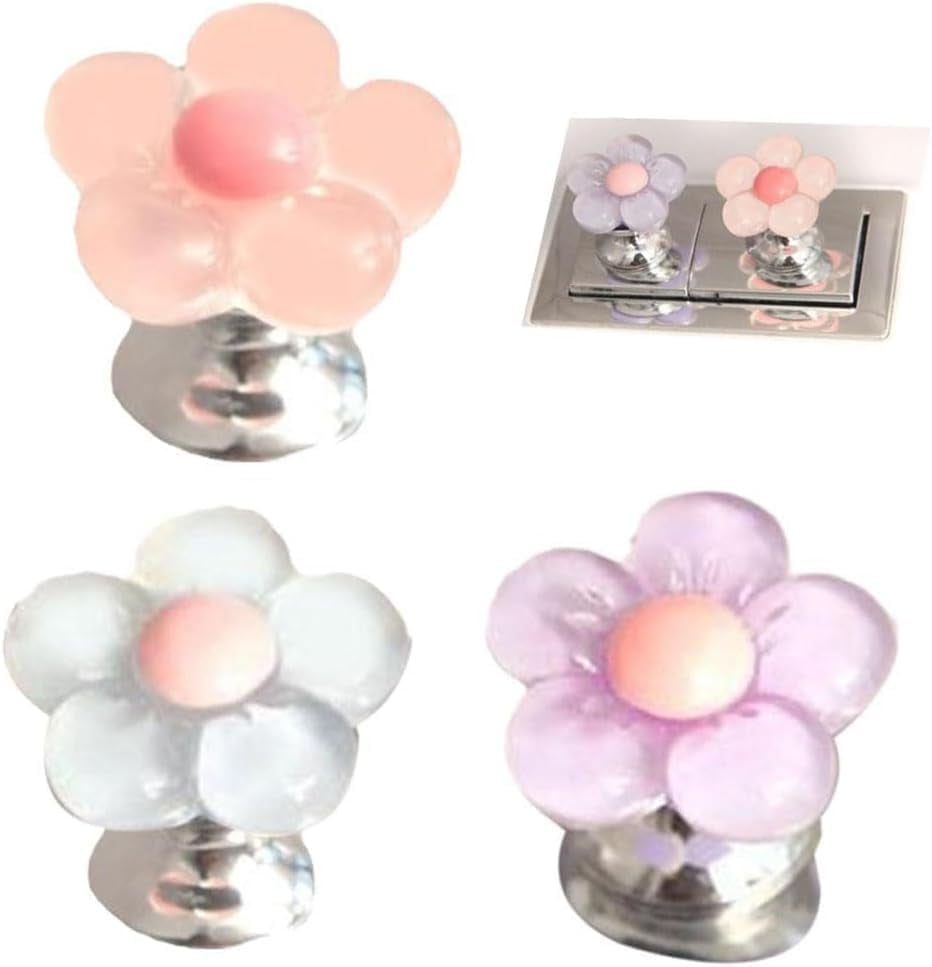 XD2-2 Pcs Random Color Cute Flower Shaped Toilet Buttons,Push Tank ...